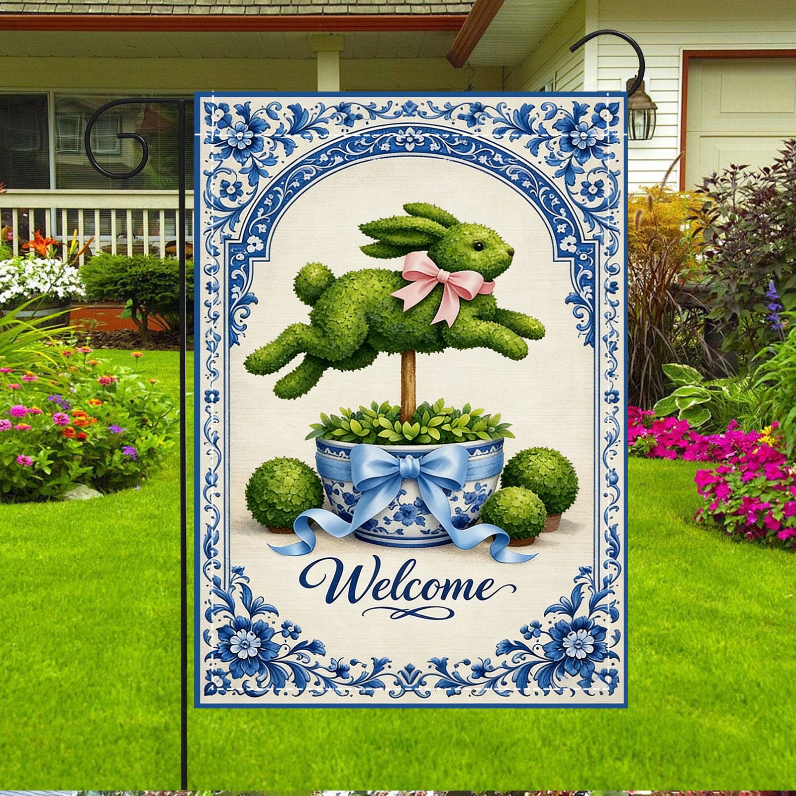 Blue and Green Floral Fresh Forest Minimalist Garden Flag 30x45cm 1 ...
