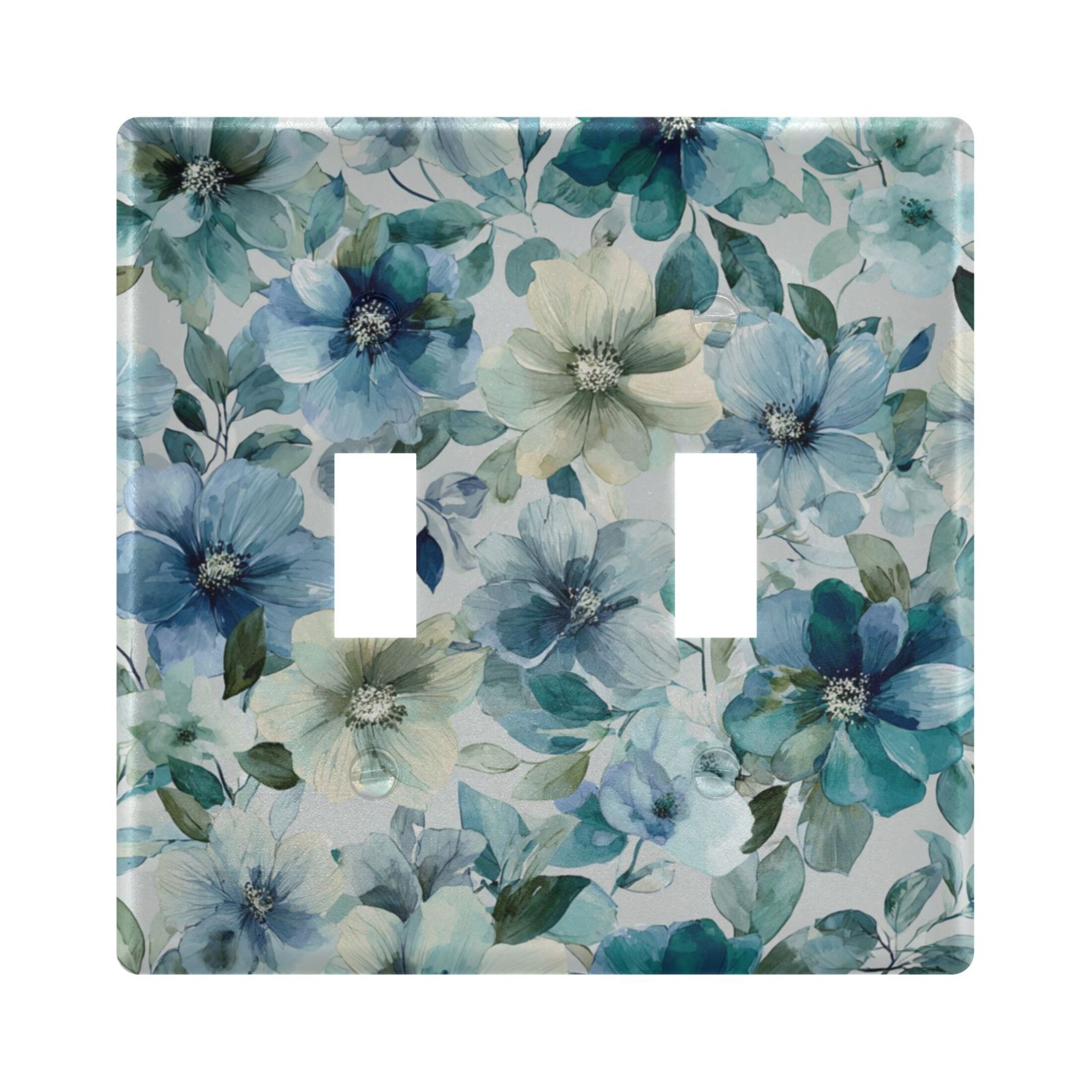 Blue and Green Flowers Decorative Light Switch Plates Switch Cover ...