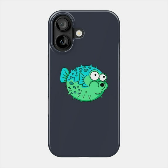 Blue and Green Puffer Fish Big Eyes Phone Case for Apple iPhone 11-17 ...
