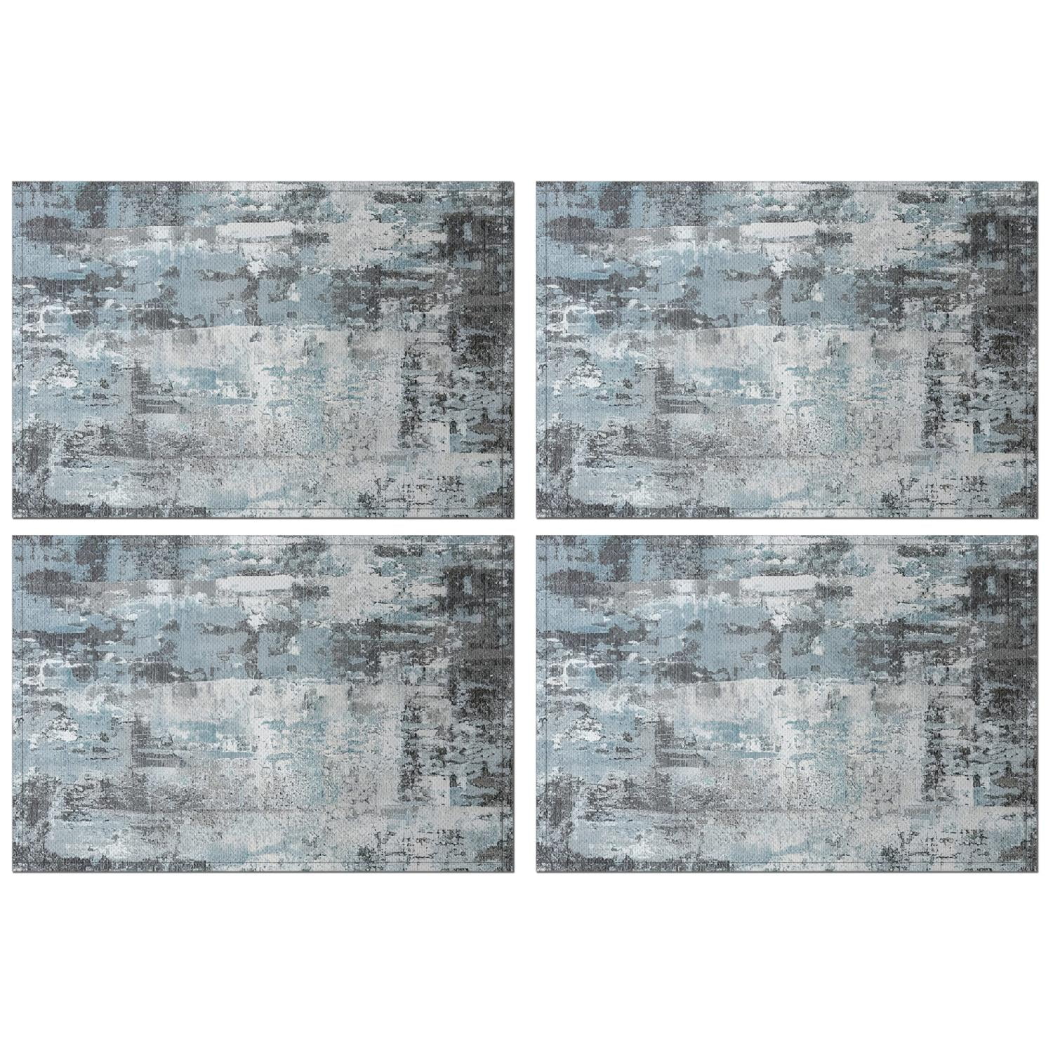 Blue and Grey Abstract Art Placemats Set of 4 - Modern Painting Design ...