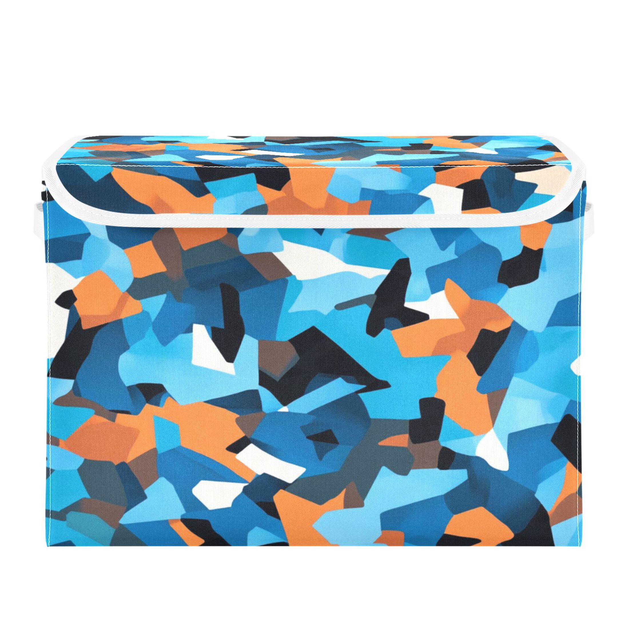 Blue and Orange Abstract Pattern Seamless Large Storage Bins with Linen ...