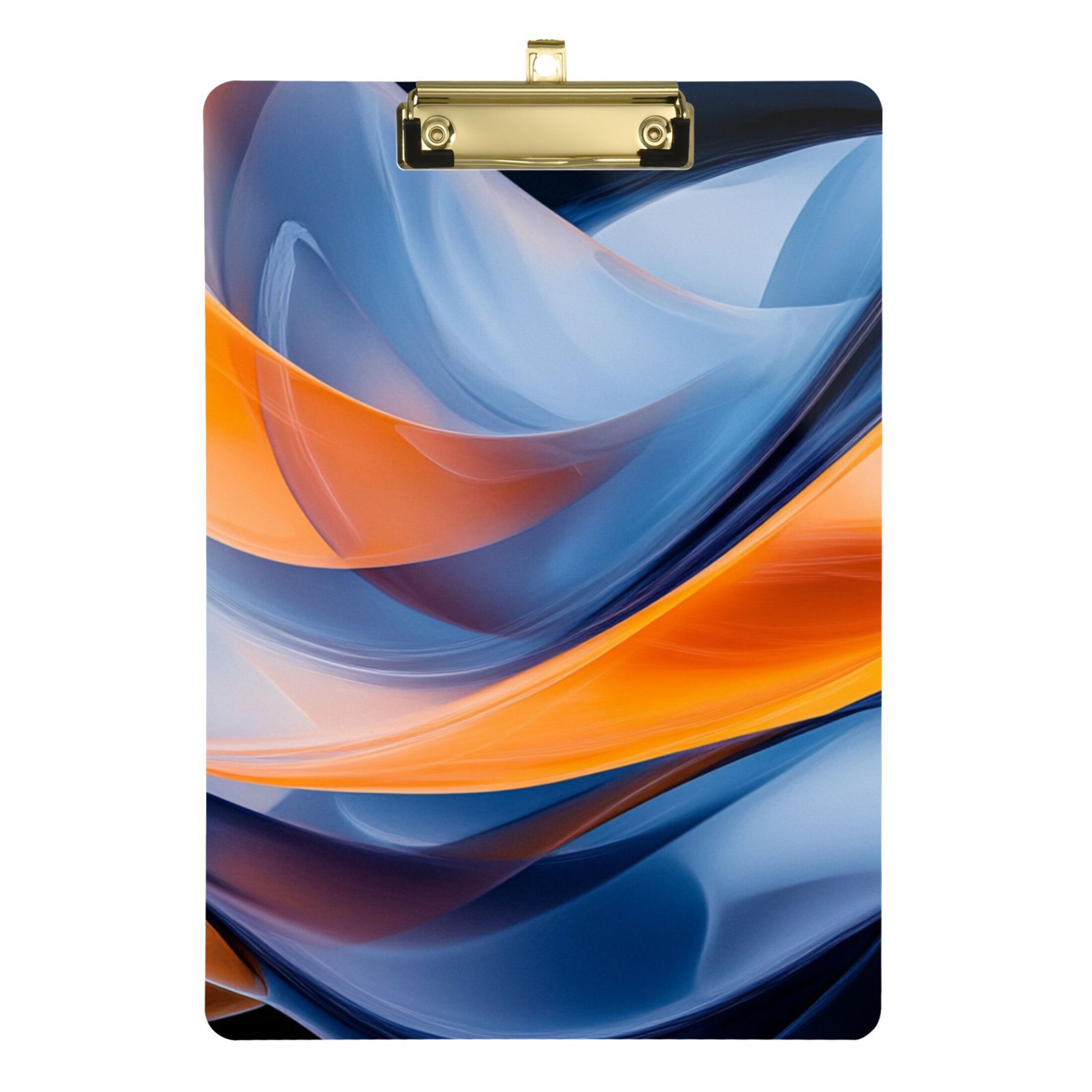 Blue and Orange Abstract Shape Acrylic Clipboard with Gold Clip for ...
