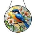 Blue and Orange Bird on Branch Stained Glass Suncatcher, Handmade ...