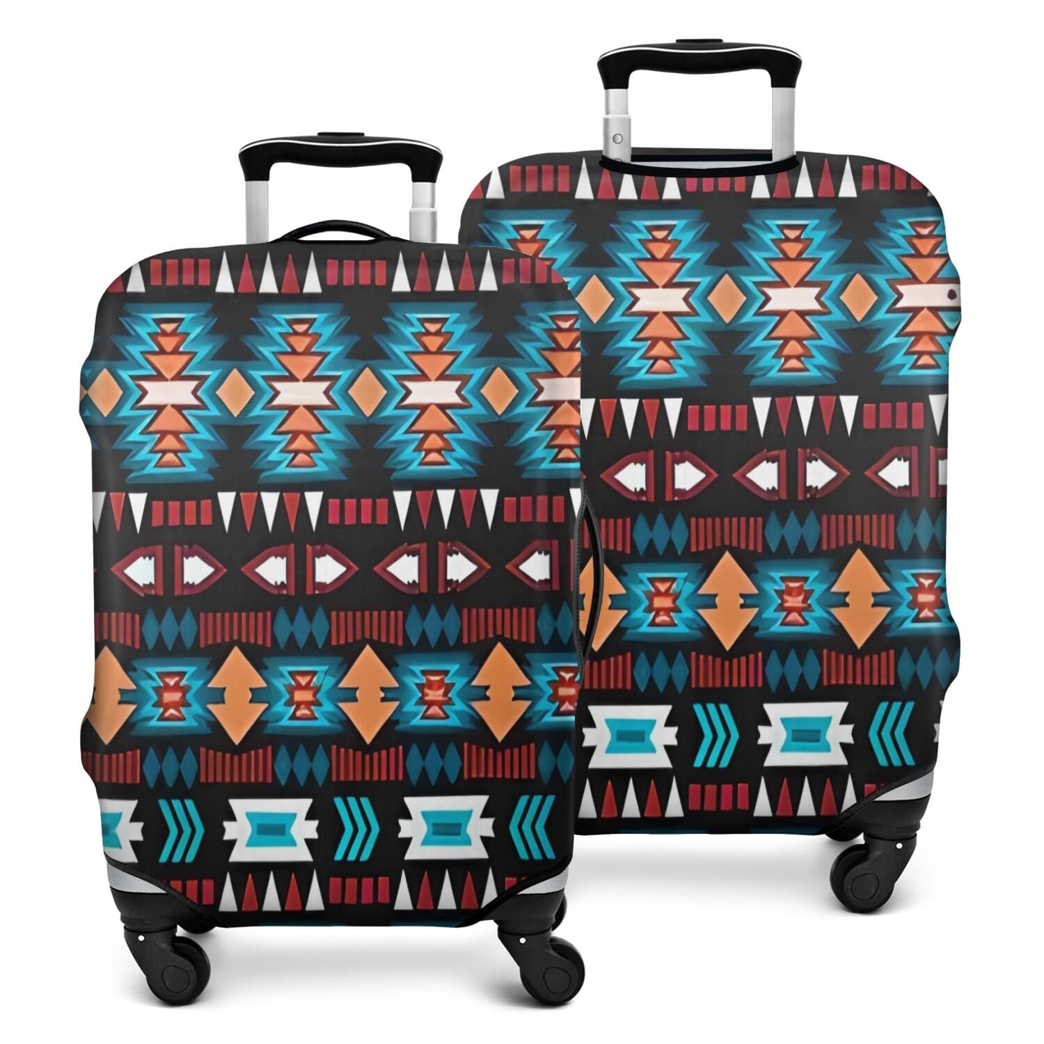 Blue and Orange Geometric Boho Pattern Luggage Cover Fashion Suitcase ...