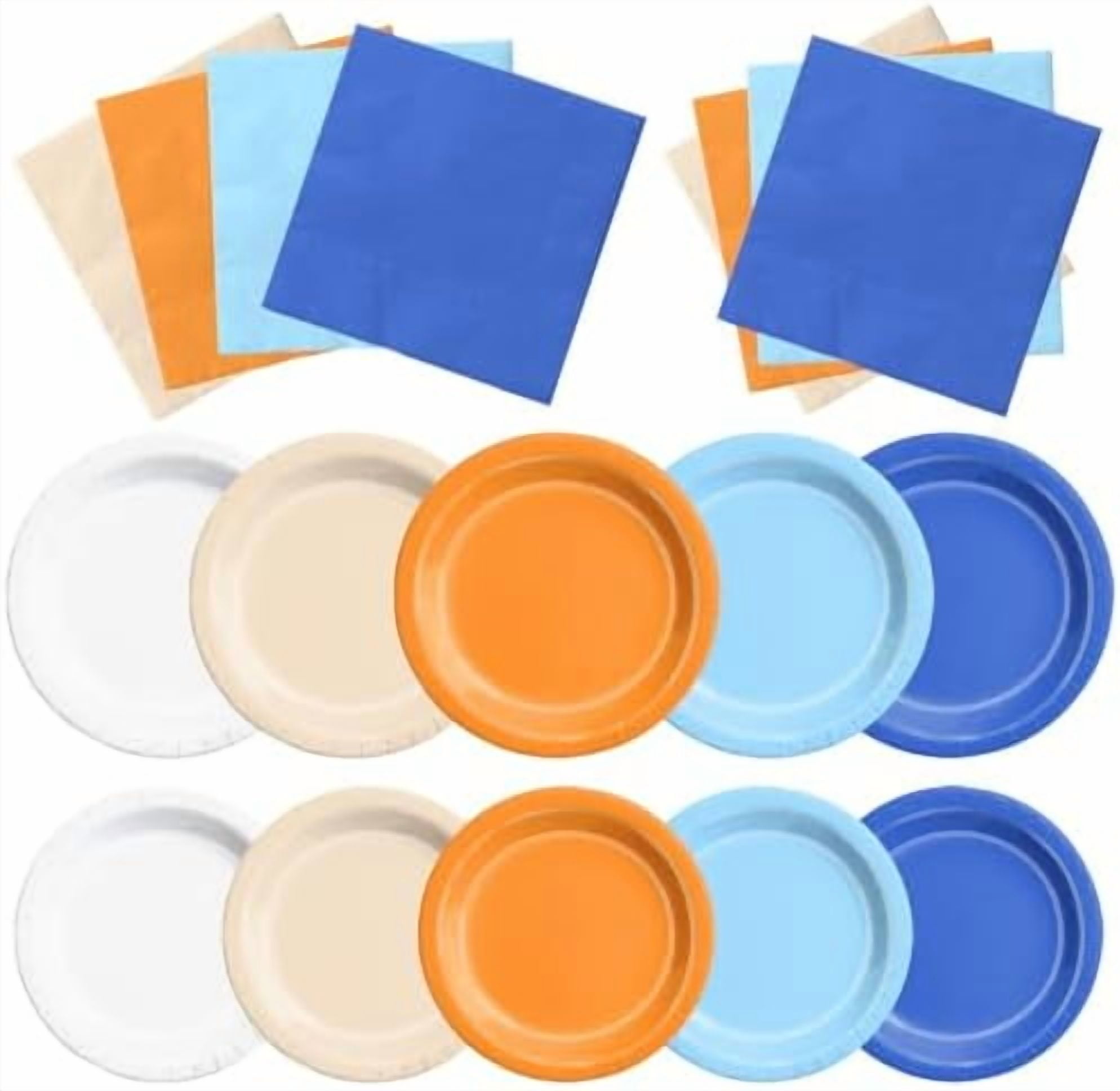 Blue and Orange Party Decorations - 60pcs Orange Light Blue Dog Theme ...