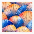 Blue and Orange Scallop Shells Watercolor Design Sticker - Walmart.com