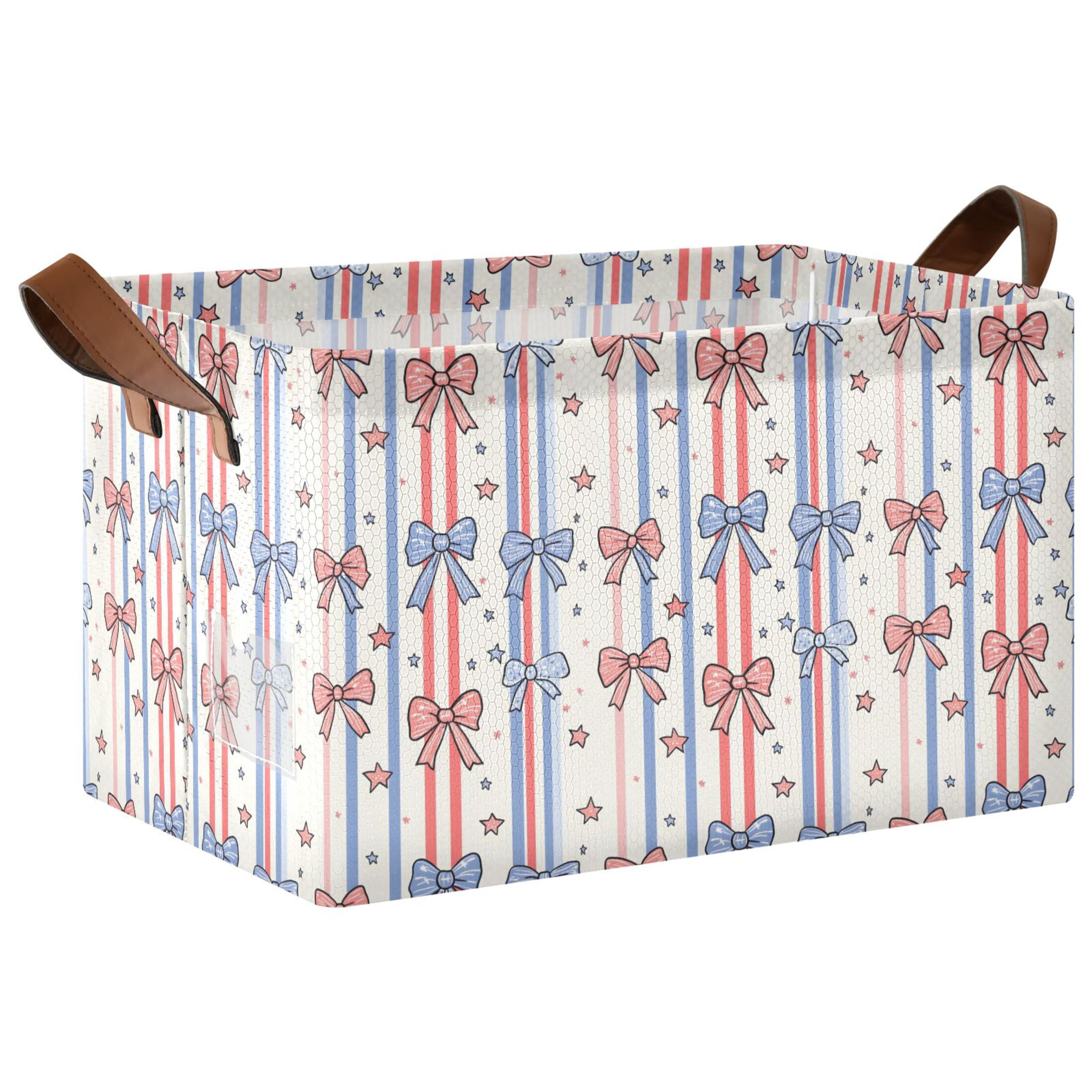 Blue and Orange Stripe Collapsible Storage Bin Open Home Shelf Basket ...