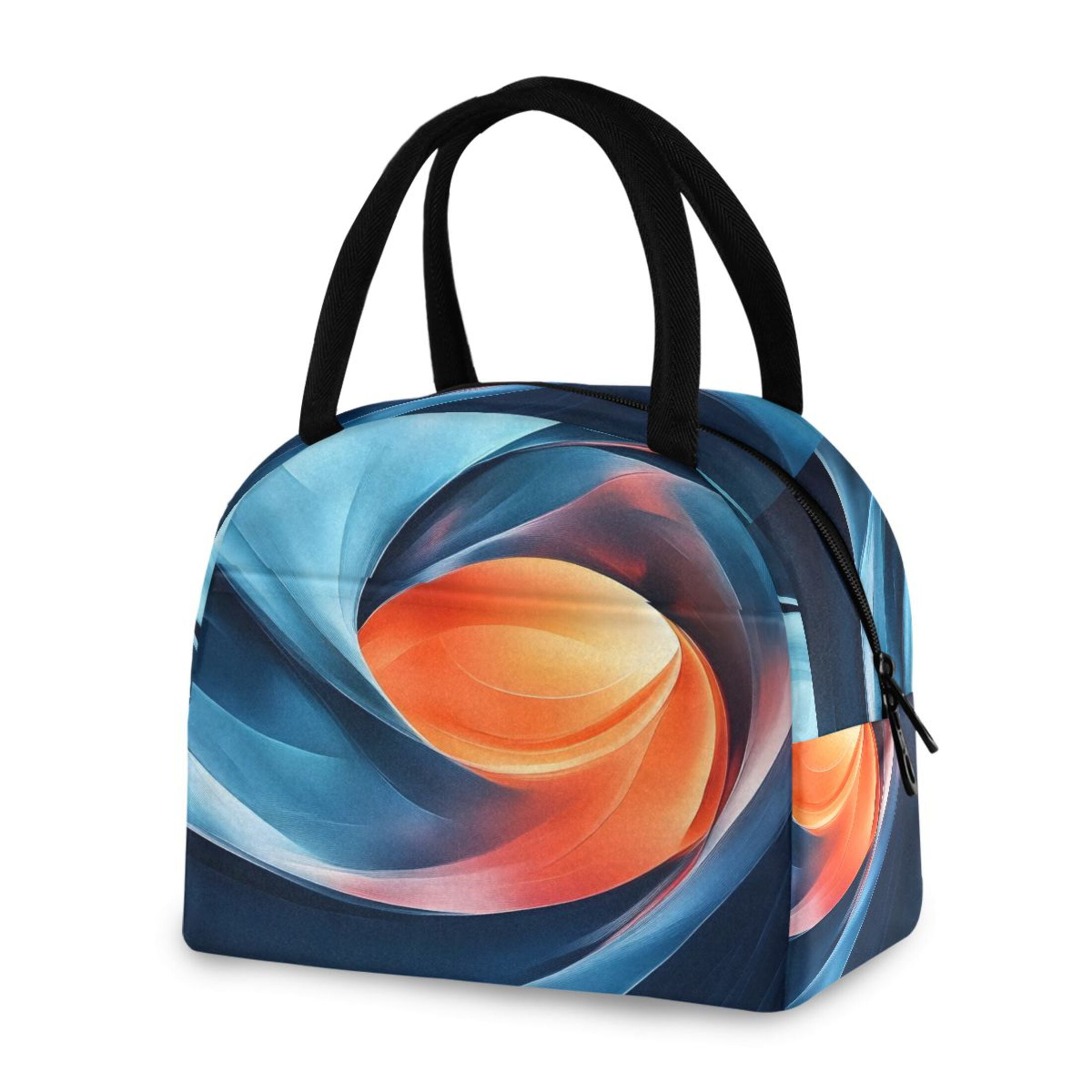 Blue and Orange Vortex Insulated Lunch Bag for Women Portable Lunch Box ...