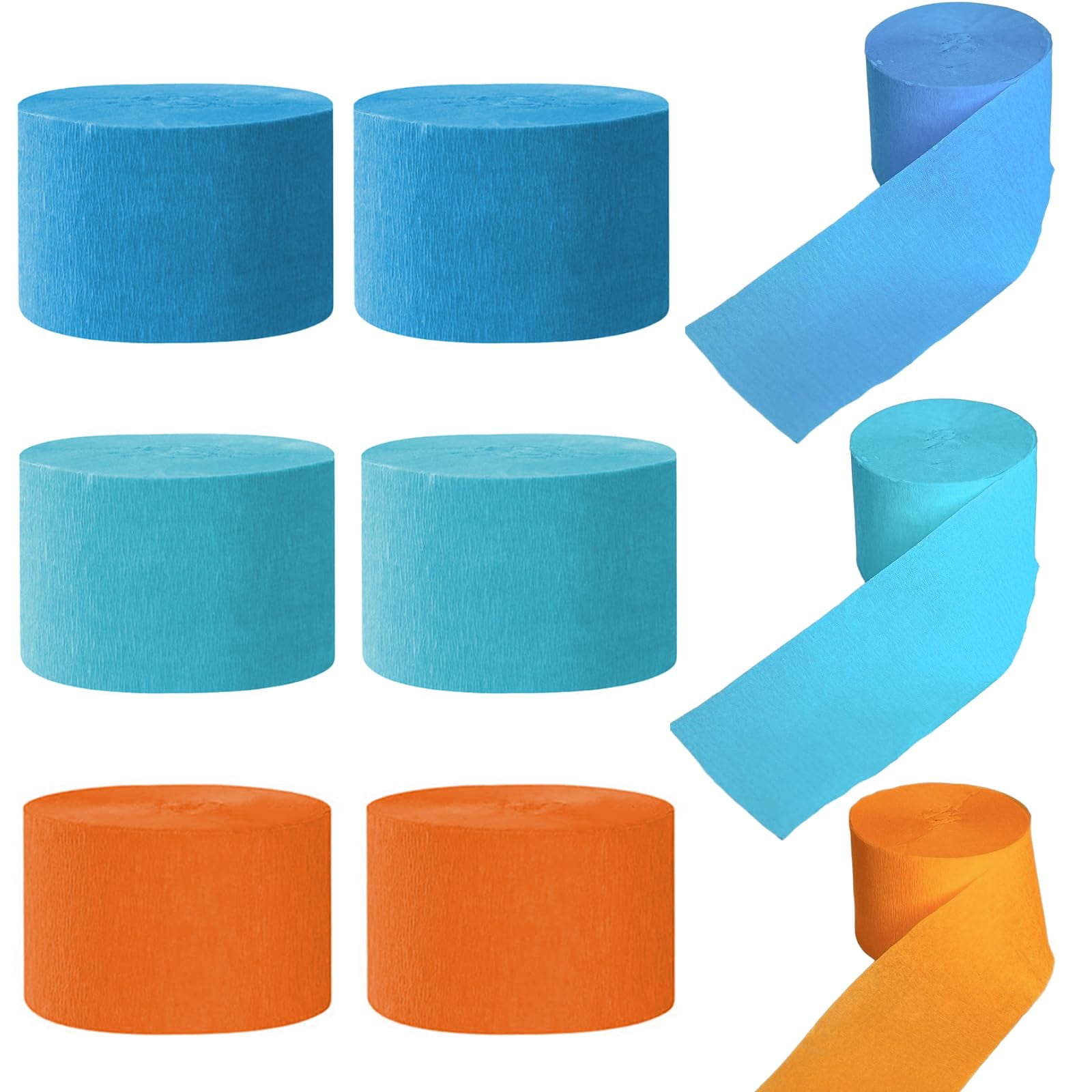 Blue and OrangeTRDN Crepe Paper Streamers - 6 Rolls Party Streamers for ...