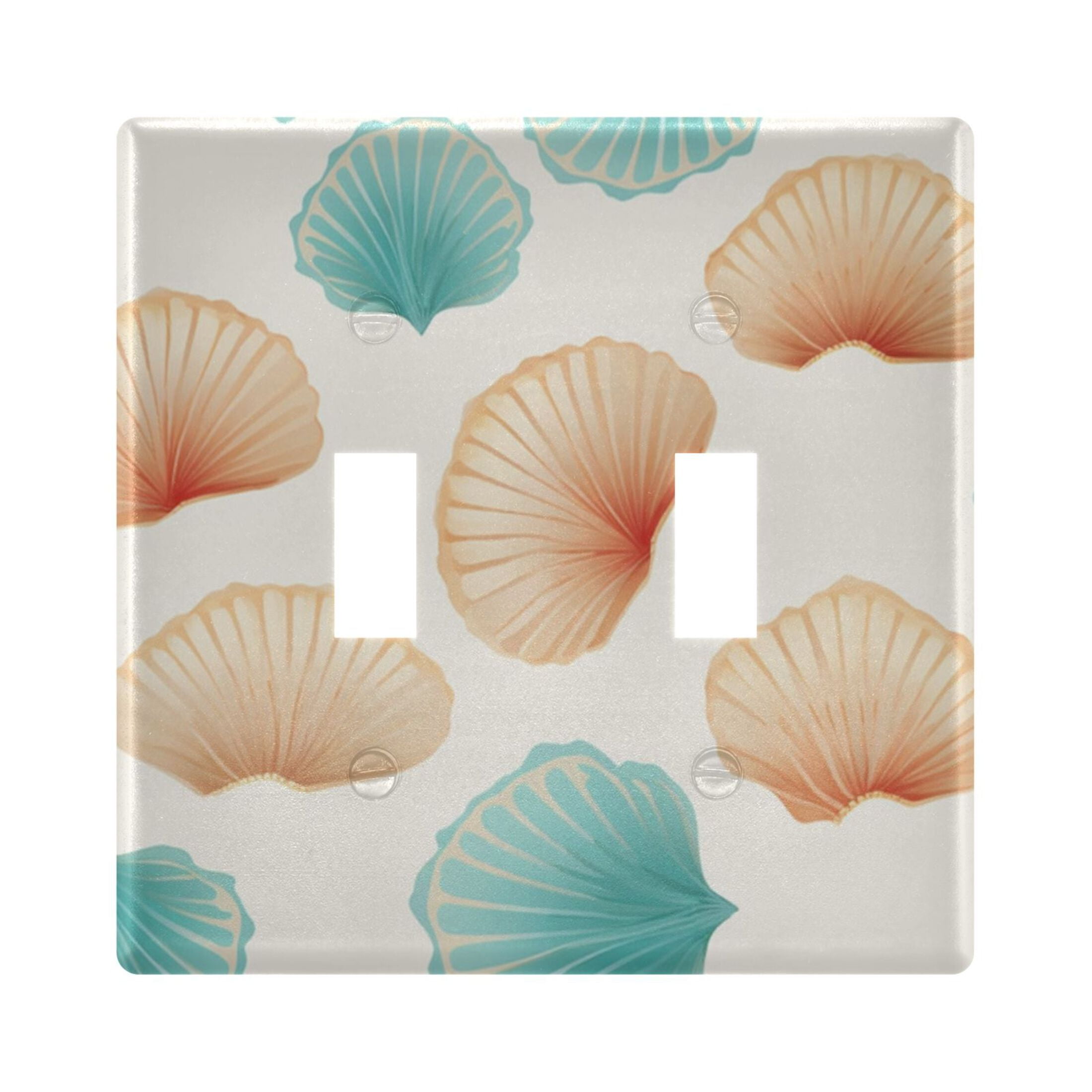 Blue and Peach Shells Light Switch Plate Covers 2 Gang Wall Plate ...
