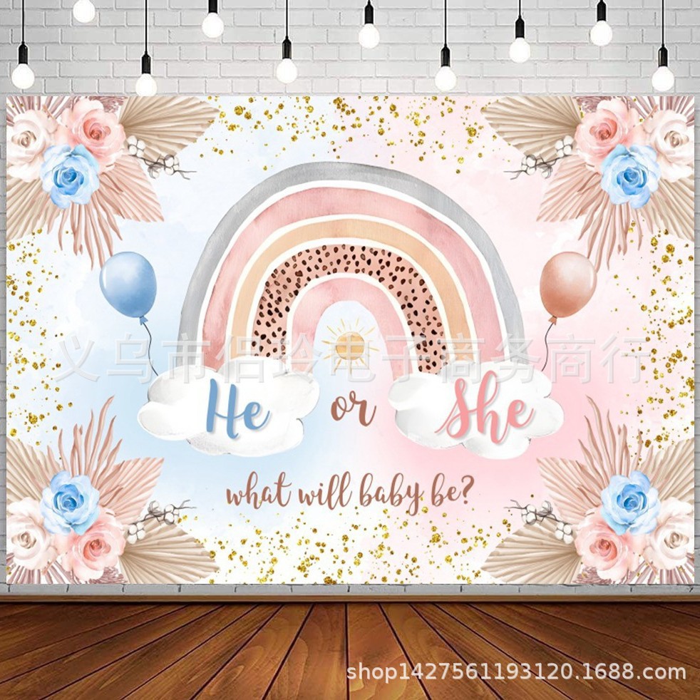 Blue and Pink Backdrop Banner, Party Decor Background for Boys Girls ...