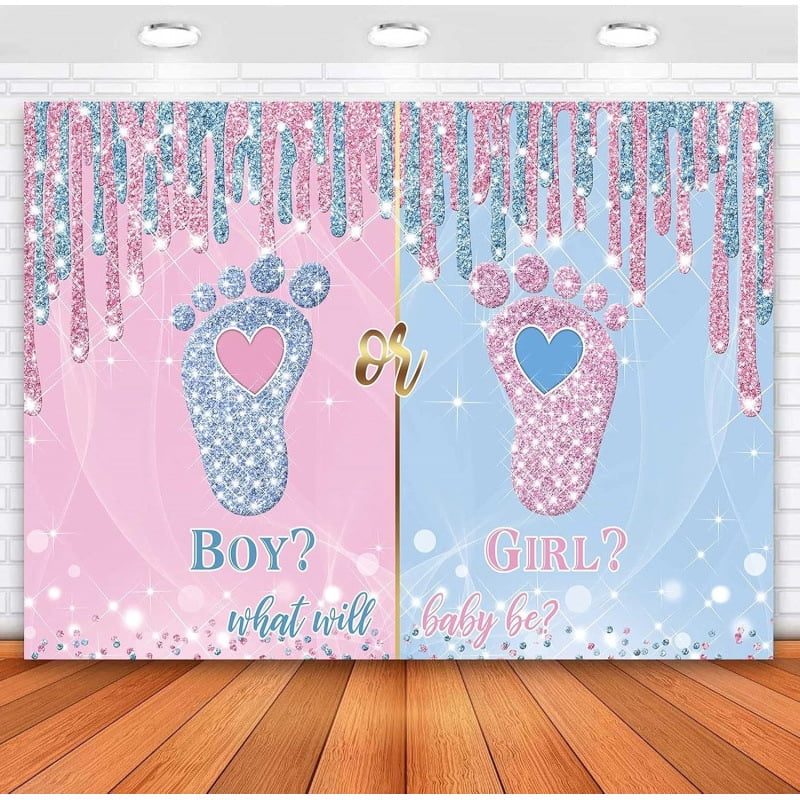 Blue and Pink Backdrop Banner, Party Decor Background for Boys Girls ...