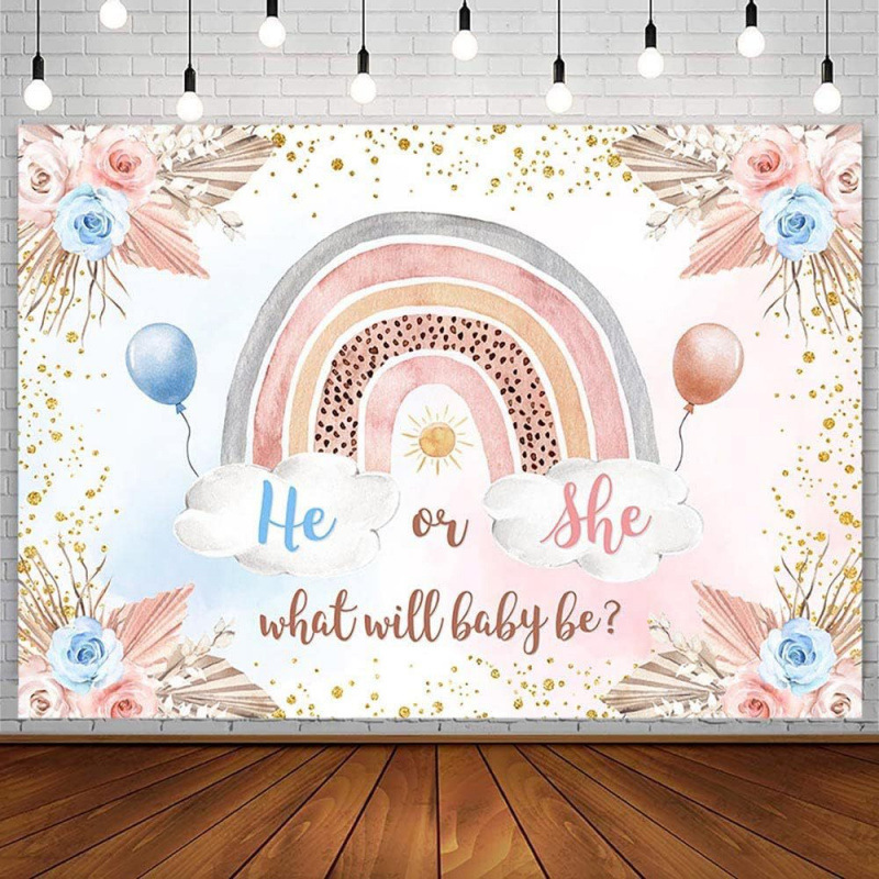 Blue and Pink Backdrop Banner, Party Decor Background for Boys Girls ...