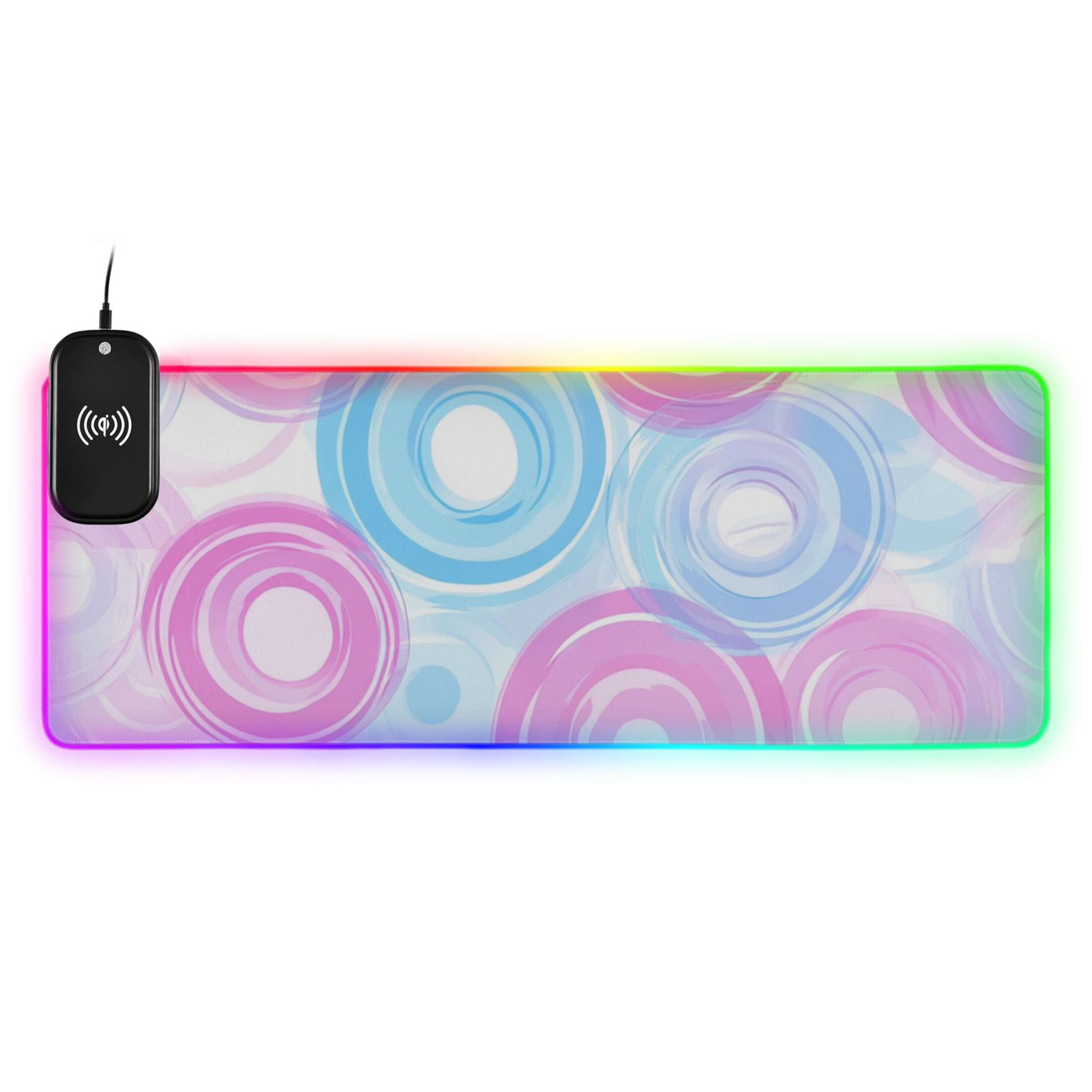 Blue and Pink Circle Wireless Charging RGB Gaming Mouse Pad Large ...