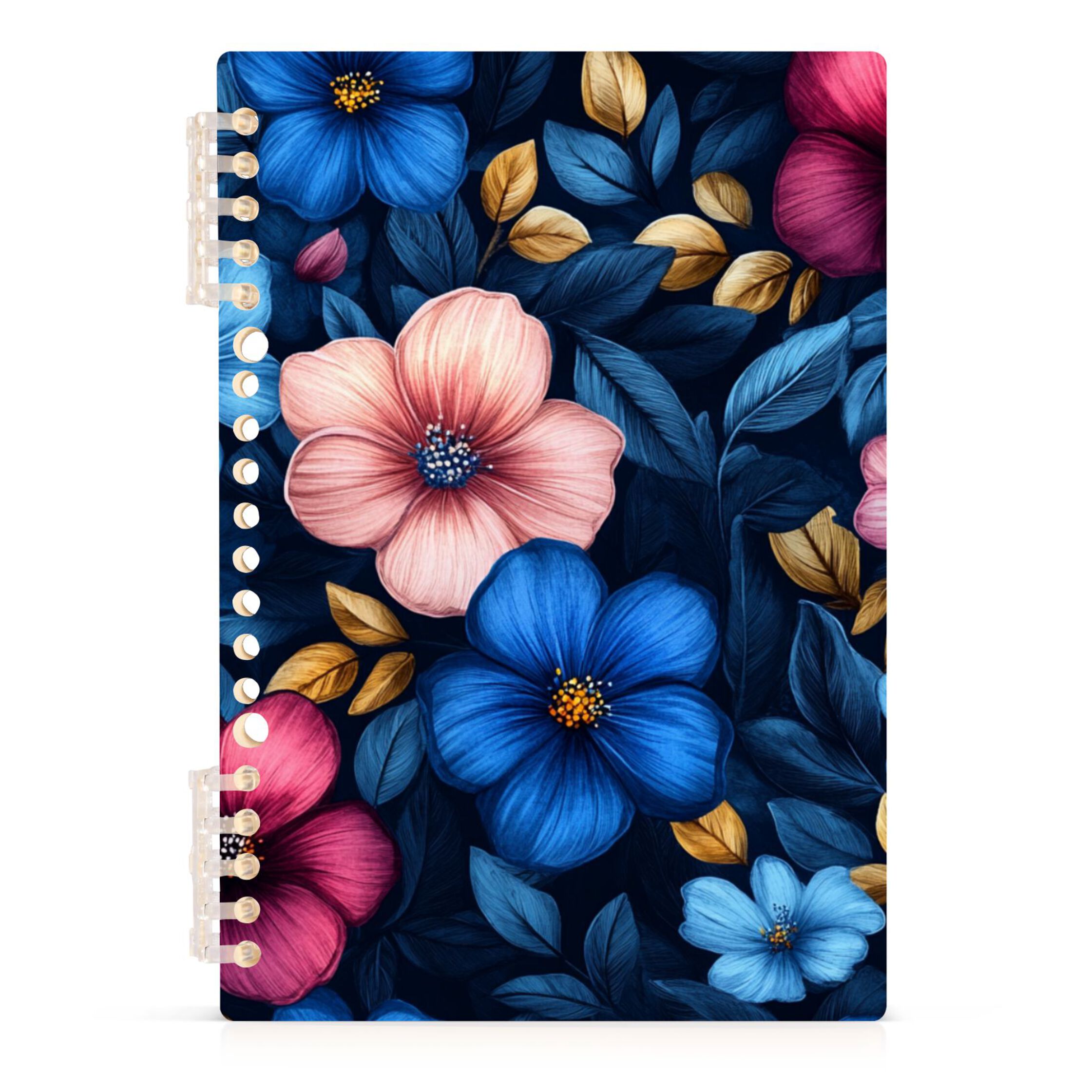 Blue and Pink Floral Fantasy Lined Spiral Journal Notebook 60 Pages A5 ...
