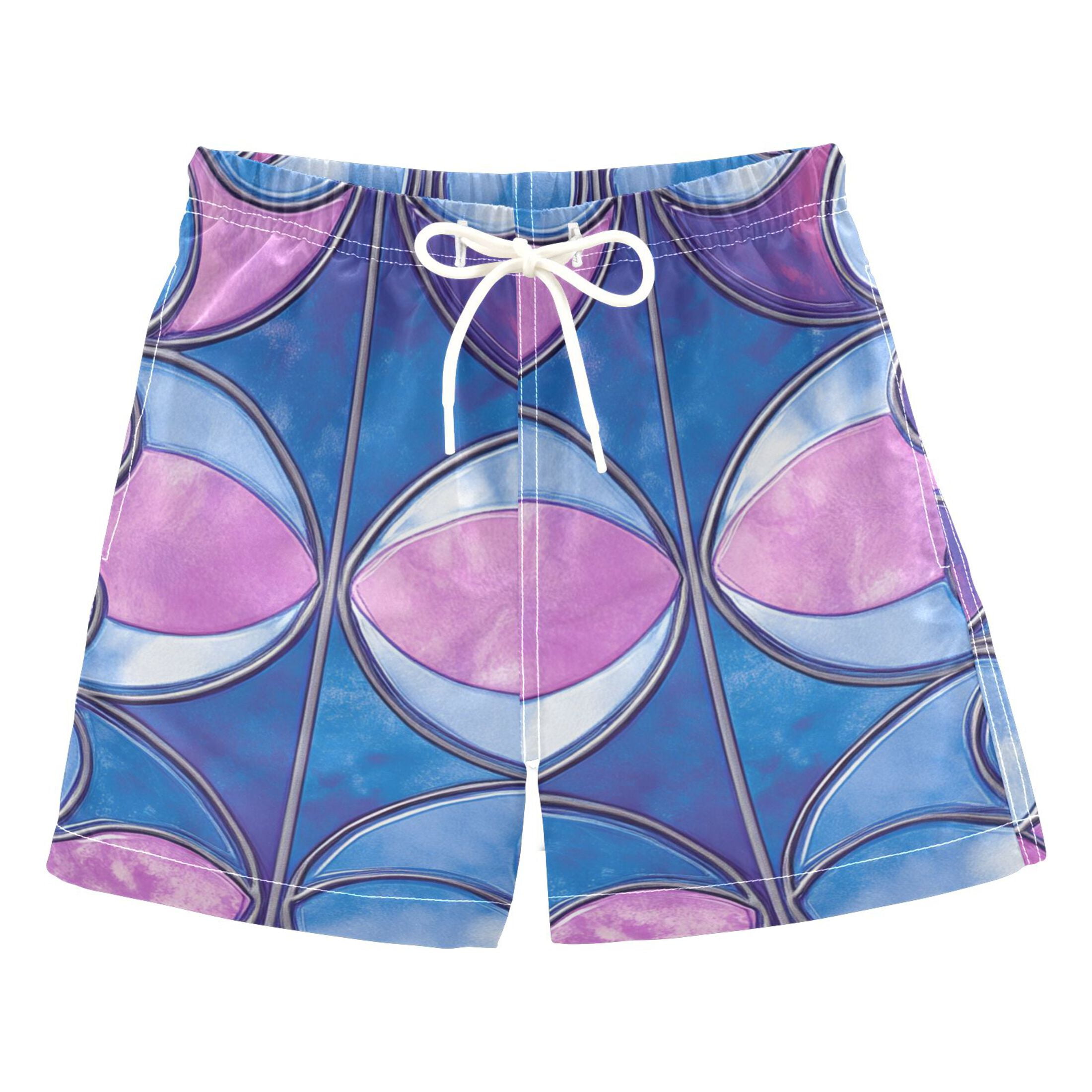 Blue and Pink Geometric Shapes Boys Swim Trunks Quick Dry Boy Swim ...