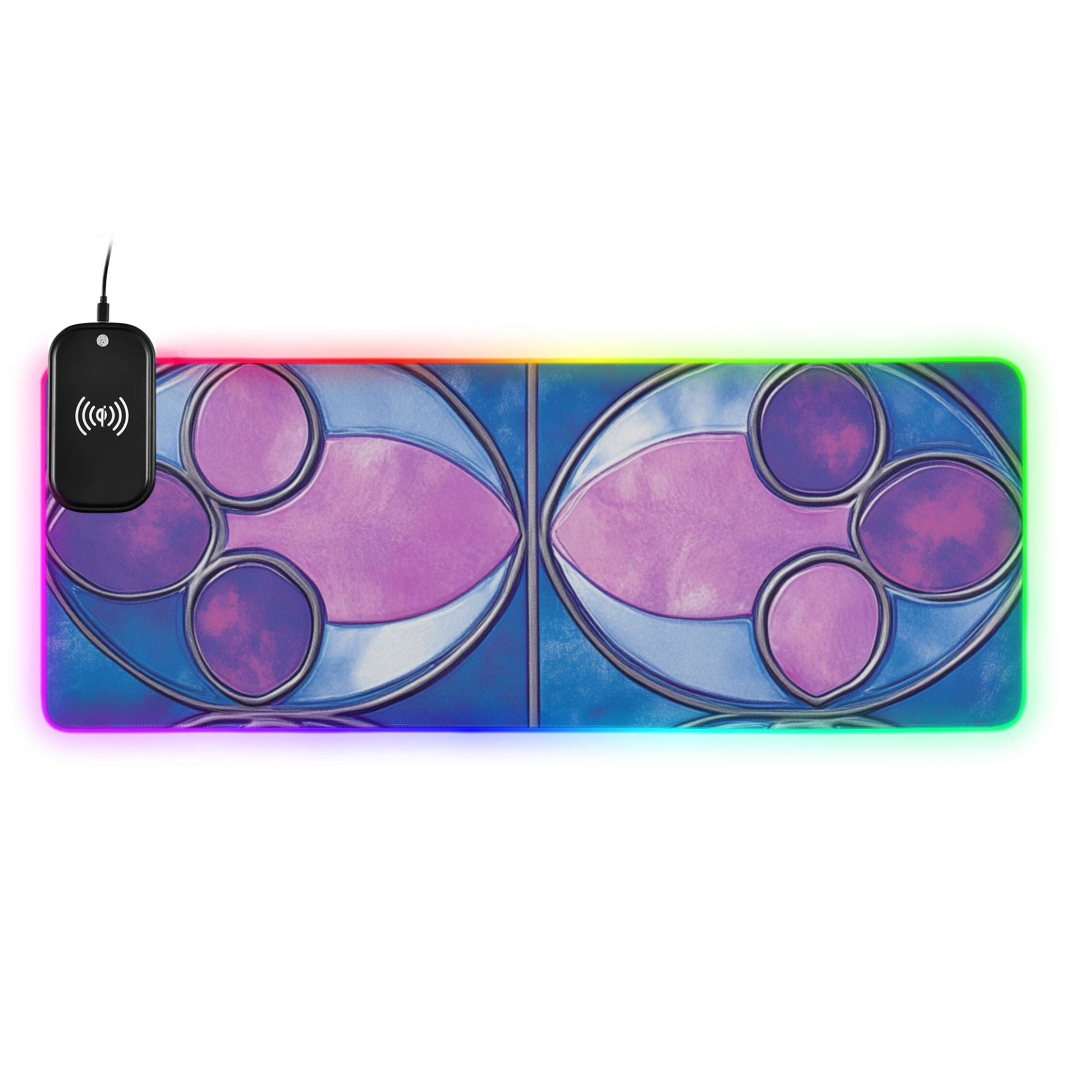 Blue and Pink Geometric Shapes Wireless Charging RGB Gaming Mouse Pad ...