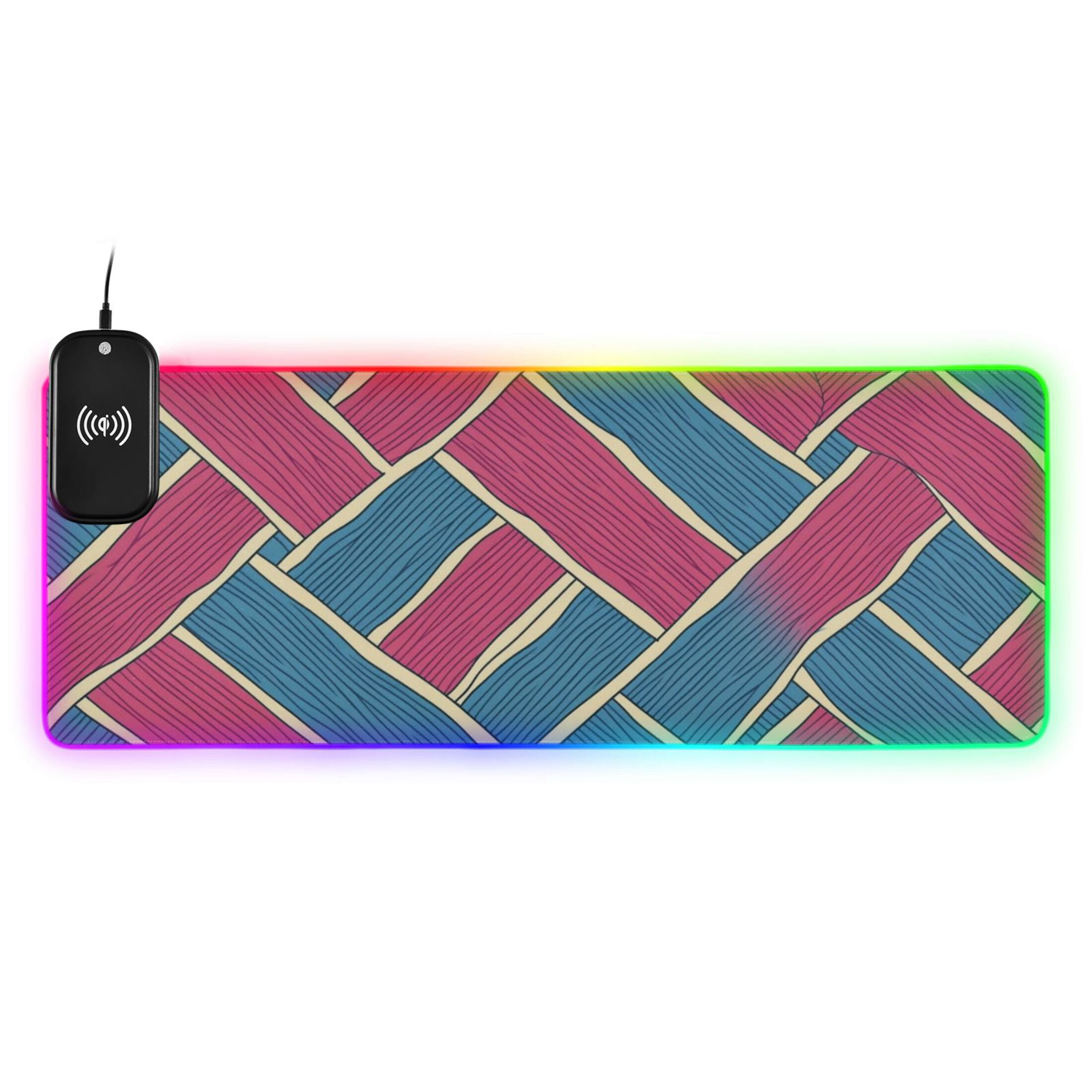 Blue and Pink Line Wireless Charging RGB Gaming Mouse Pad Large ...