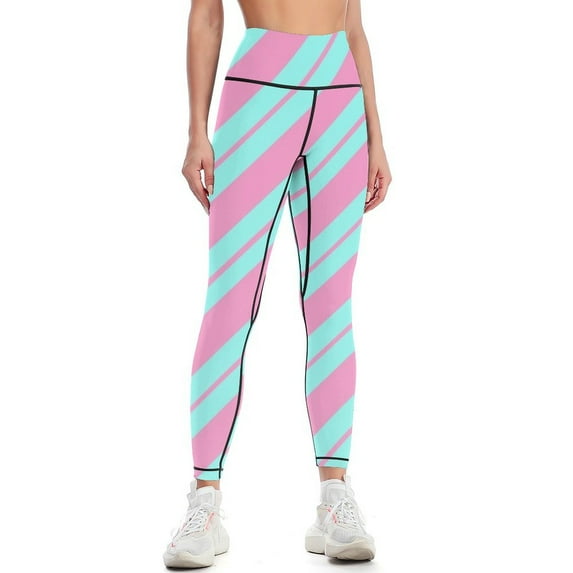 Blue and Pink Peppermint Leggings flared Tight fitting woman leggins ...
