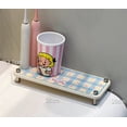 Blue and Pink Plaid Toothbrush Storage Rack - Stylish Bathroom ...