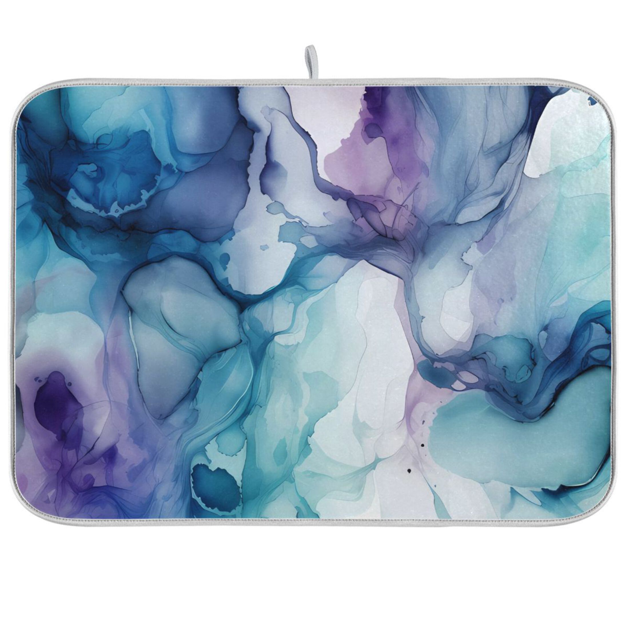 Blue and Purple Marble Dish Drying Mat Microfiber Kitchen Pad Large ...