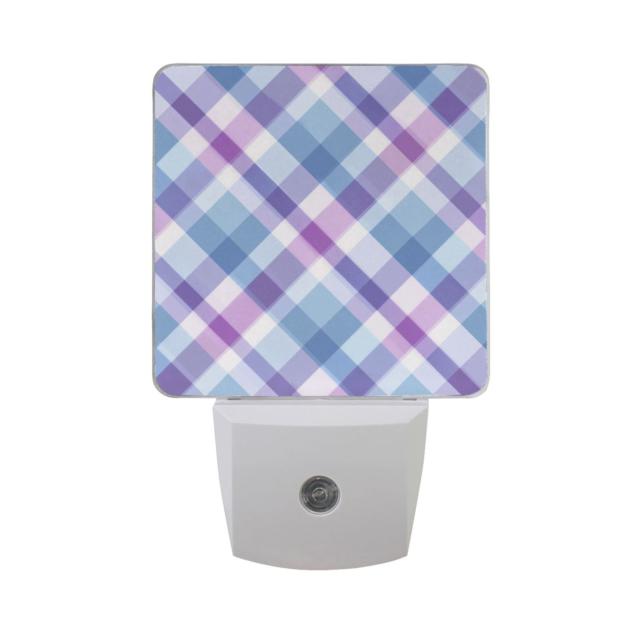 Blue and Purple Rhombus Pattern LED Night Light Sensor Lamp Plug-in ...