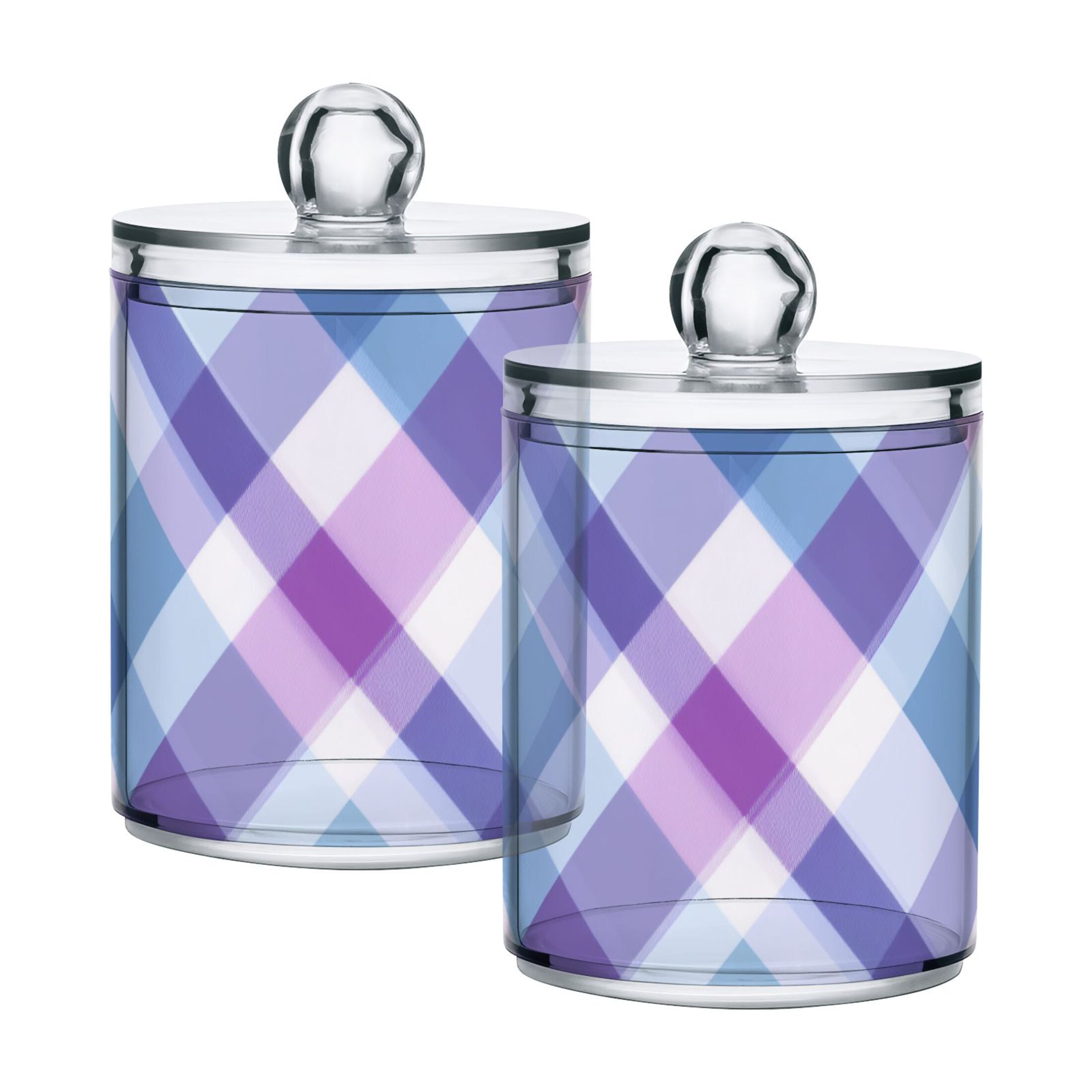 Blue and Purple Rhombus Pattern Translucent Plastic Cans Storage ...