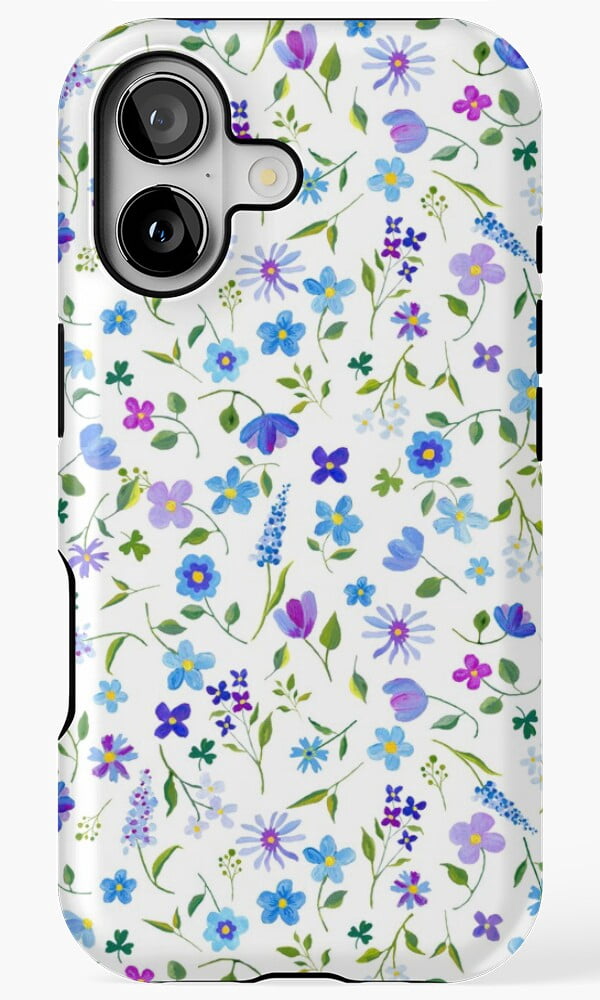Blue and Purple Romantic Flowers Floral Art Phone Case for iPhone 11 12 ...