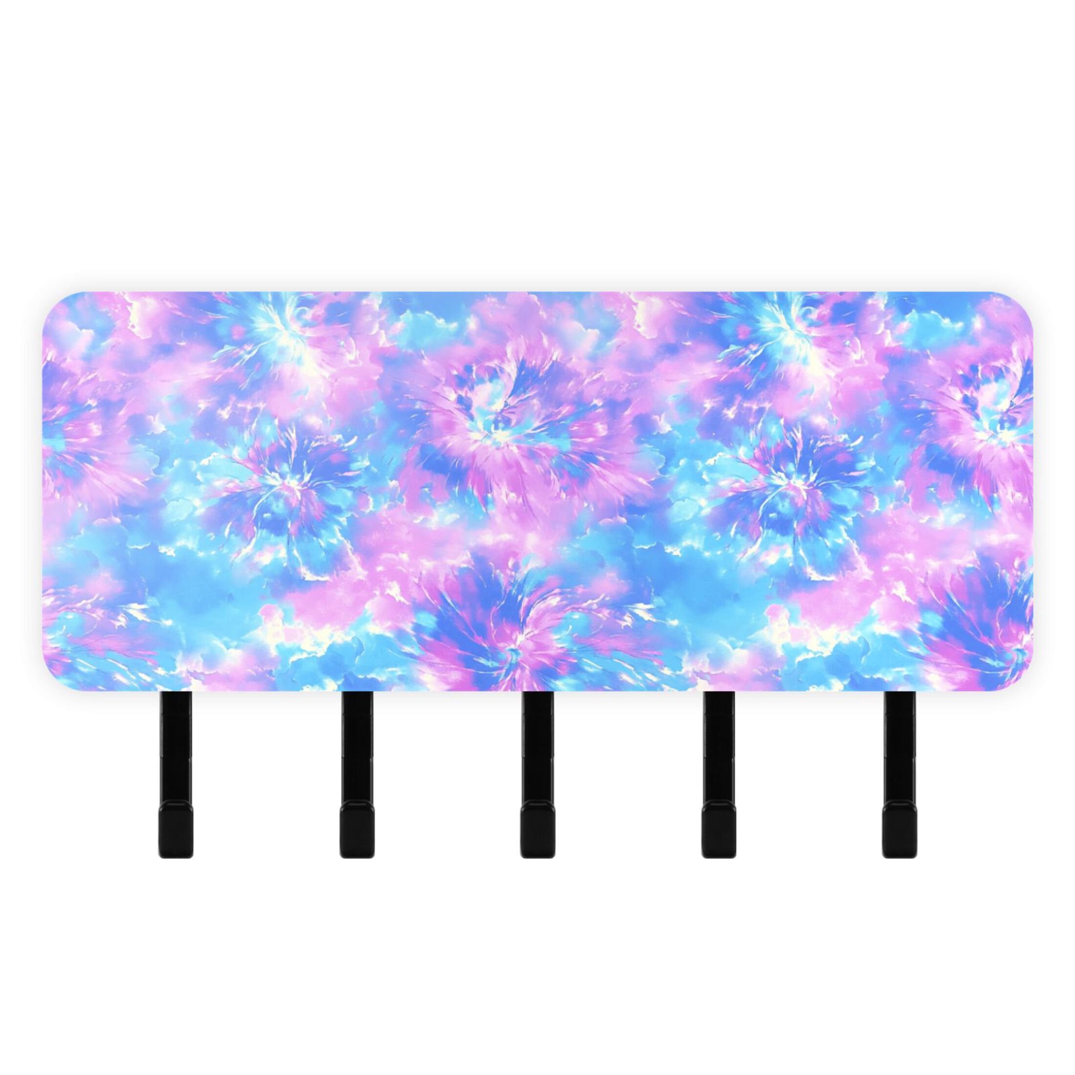 Blue and Purple Watercolor Tie Dye Key Holder Wall Mount Small Metal ...