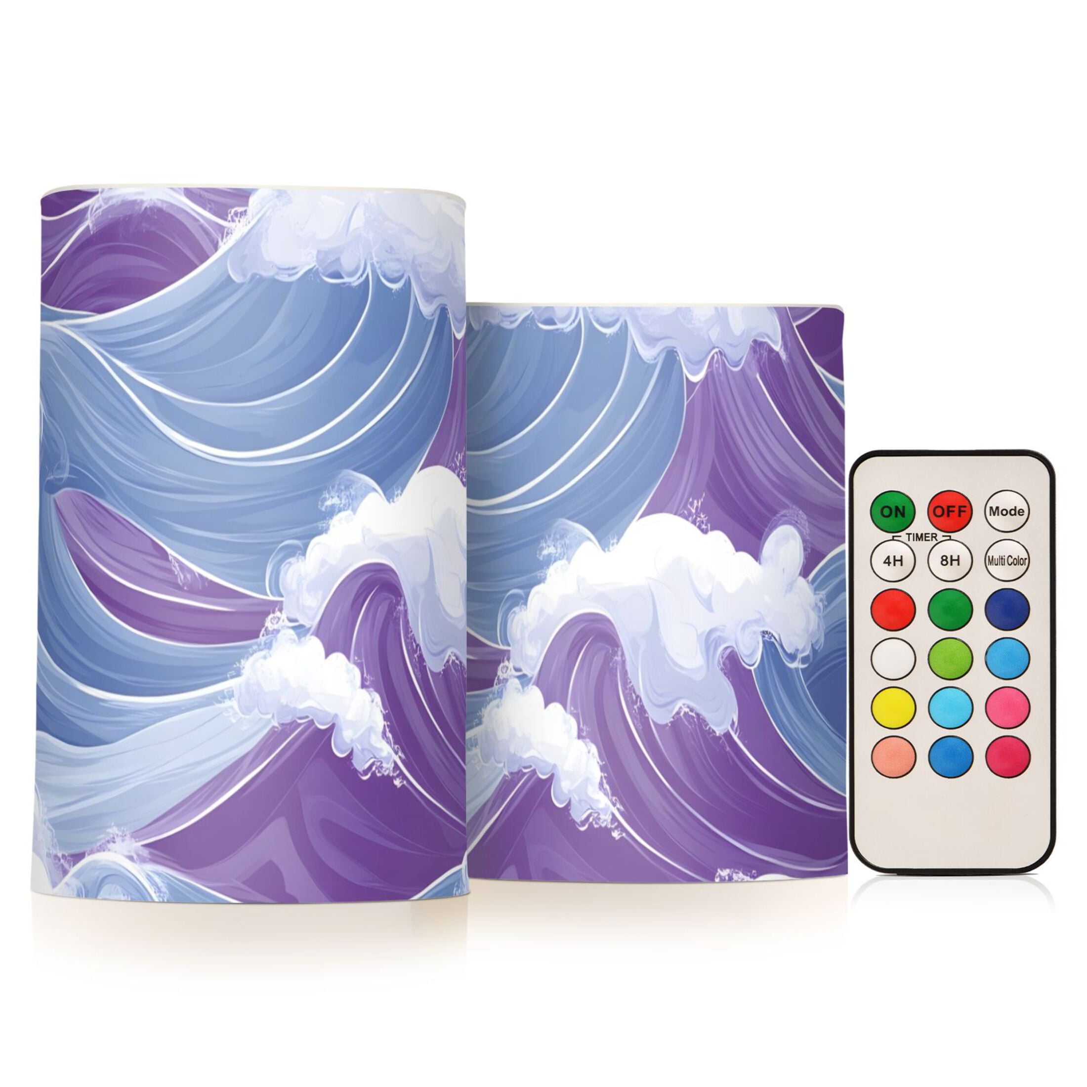 Blue and Purple Wave Flickering Flameless Candles Battery Operated with ...