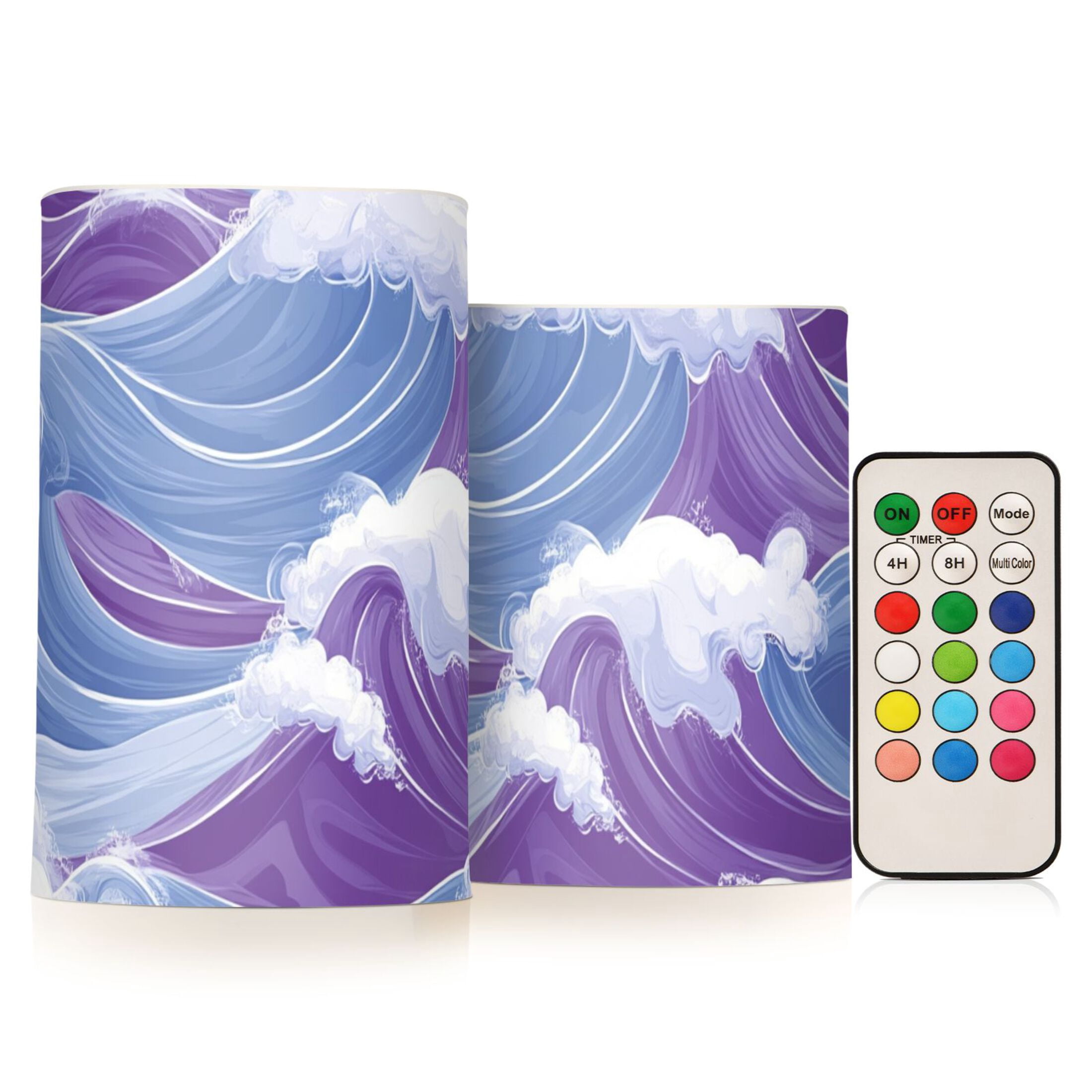 Blue and Purple Wave Flickering Flameless Candles Battery Operated with ...