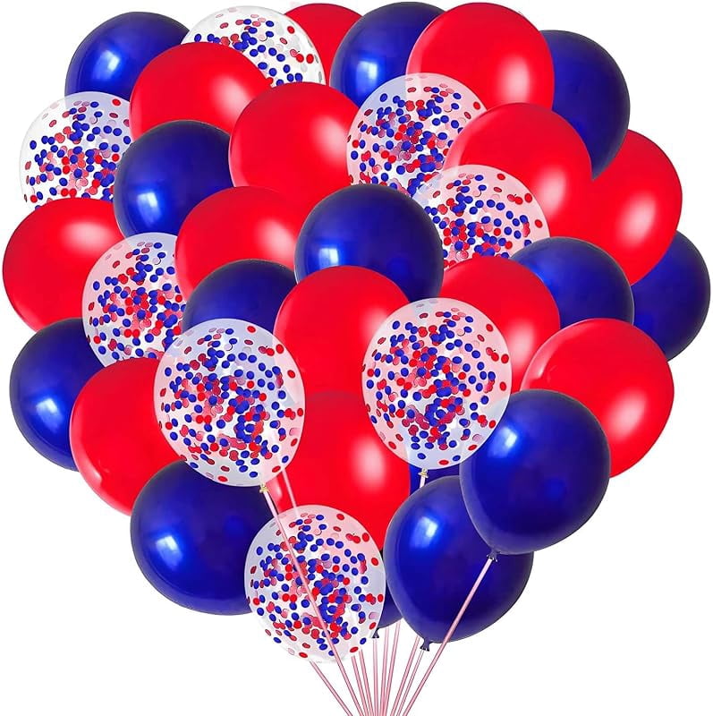 Blue and Red Balloons with Blue and Red Confetti Balloons for ...