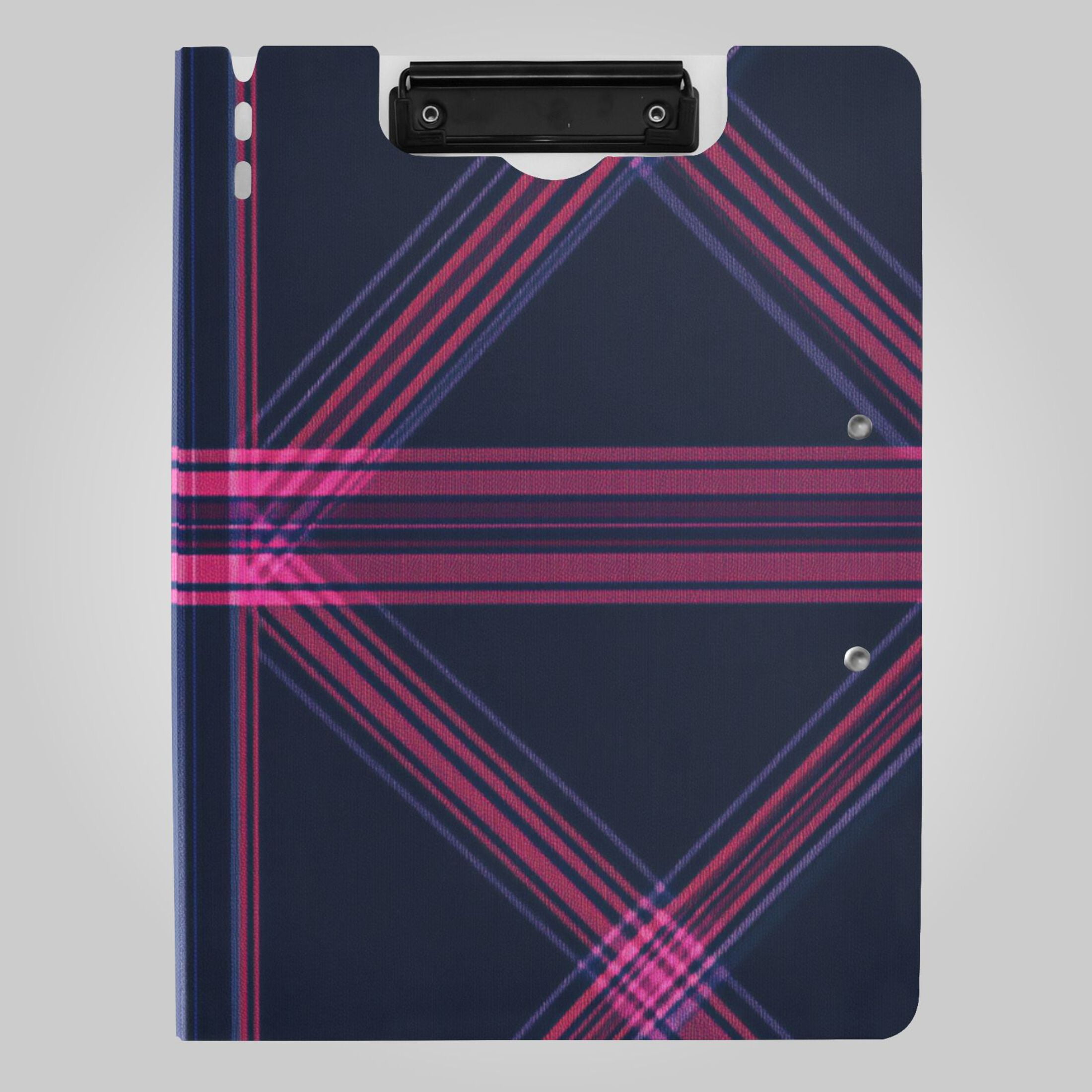 Blue and Red Diagonal Plaid Foldable Binder Folder Clipboard with Pen ...