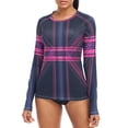 Blue and Red Diagonal Plaid Women's Rash Guard Shirts UPF 50+ Sun ...