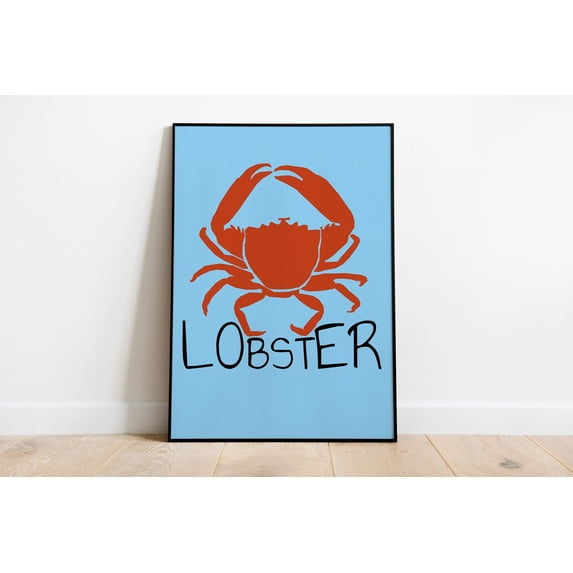 Blue and Red Lobster Coastal Wall Art Nautical Cottagecore Decor ...