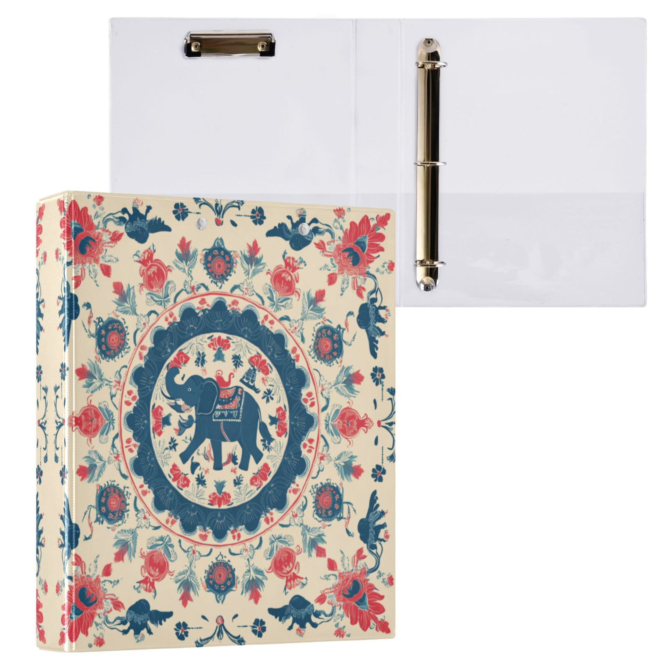 Blue and Red Tibetan Pattern 3 Ring Hardcover Binders 1.5in Round Rings ...