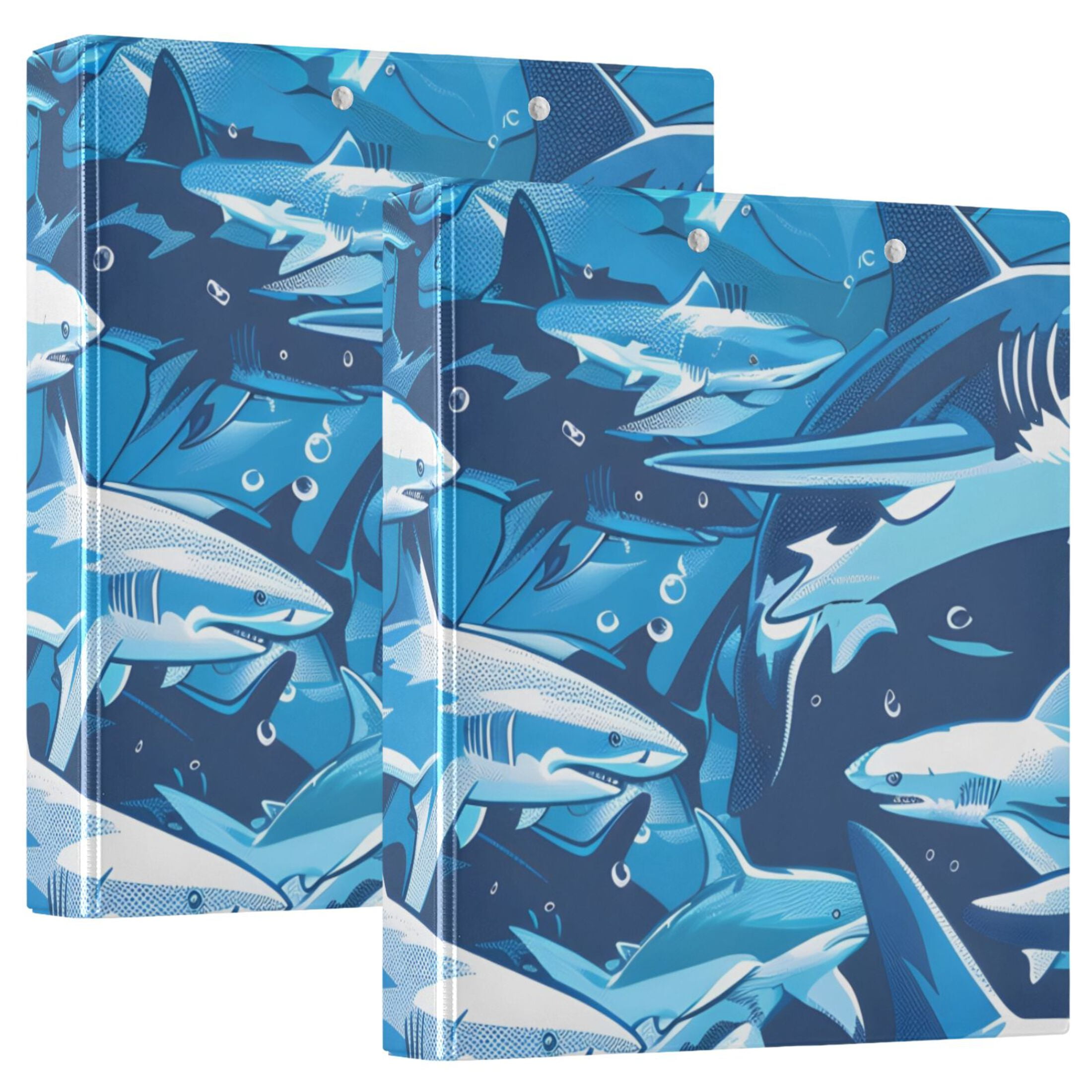 Blue and Sharks 3 Ring Binders 1.5 inch Hardcover File Folders with ...