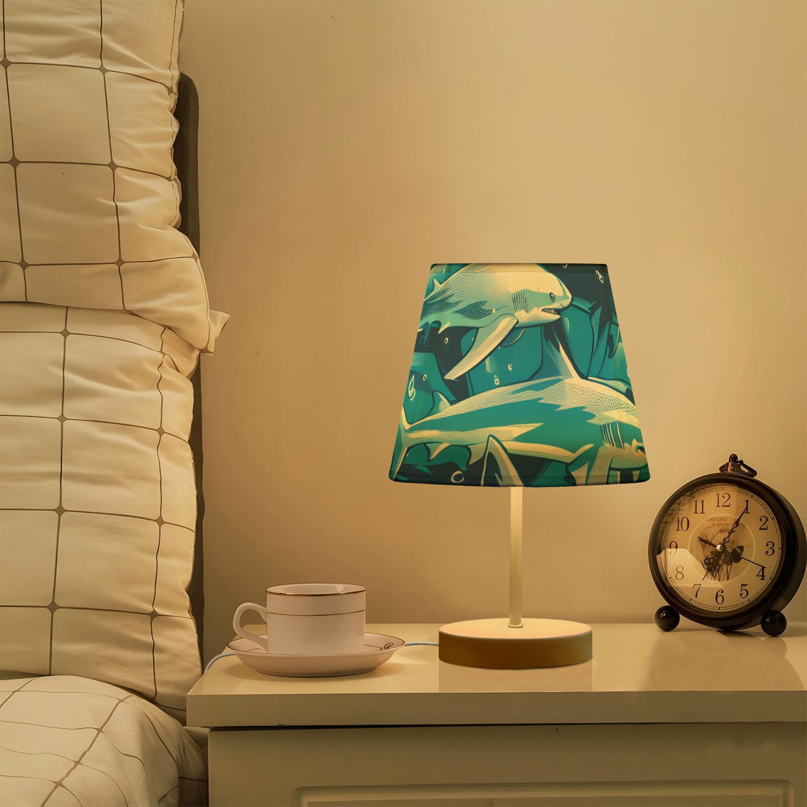 Blue and Sharks LED Desk Lamp Table Lamp USB Bedside Nightstand Small ...