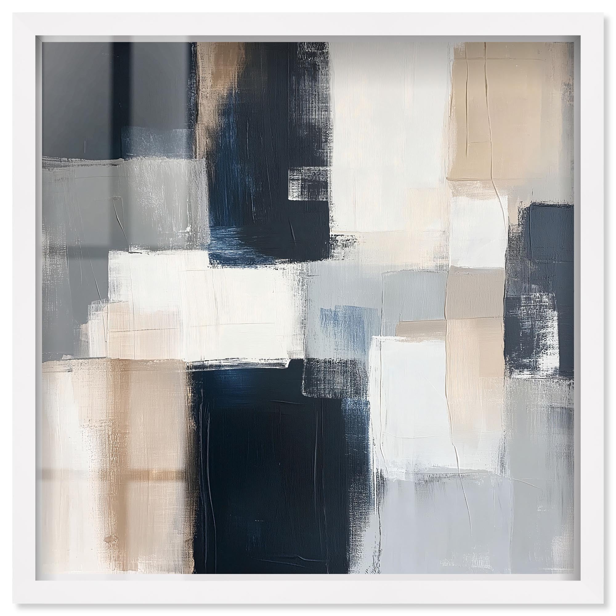 Blue and Tan Abstraction I Shadowbox Print Blue Wall Art by Art Remedy ...