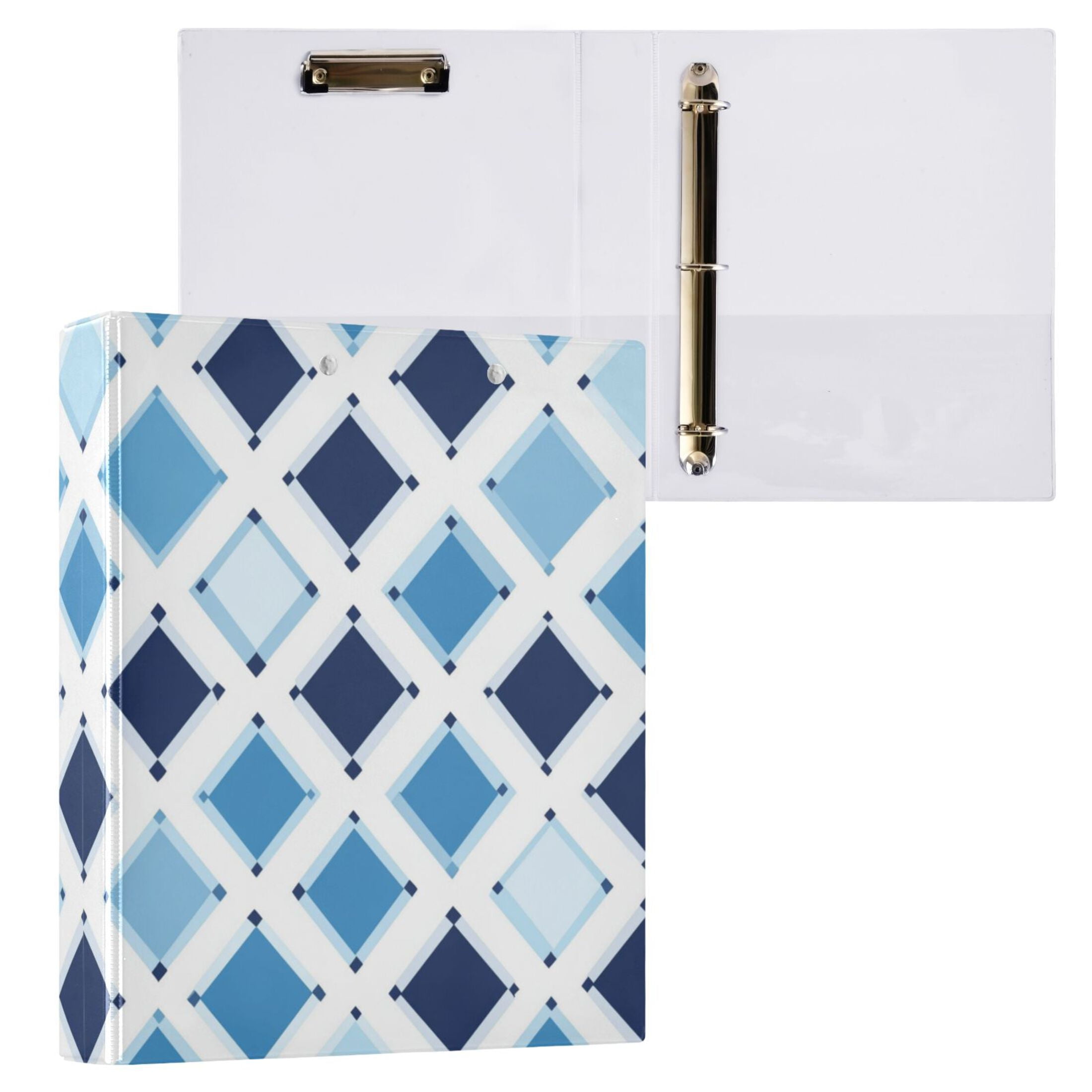 Blue and White Argyle Squares 3 Ring Hardcover Binders 1.5in Round ...