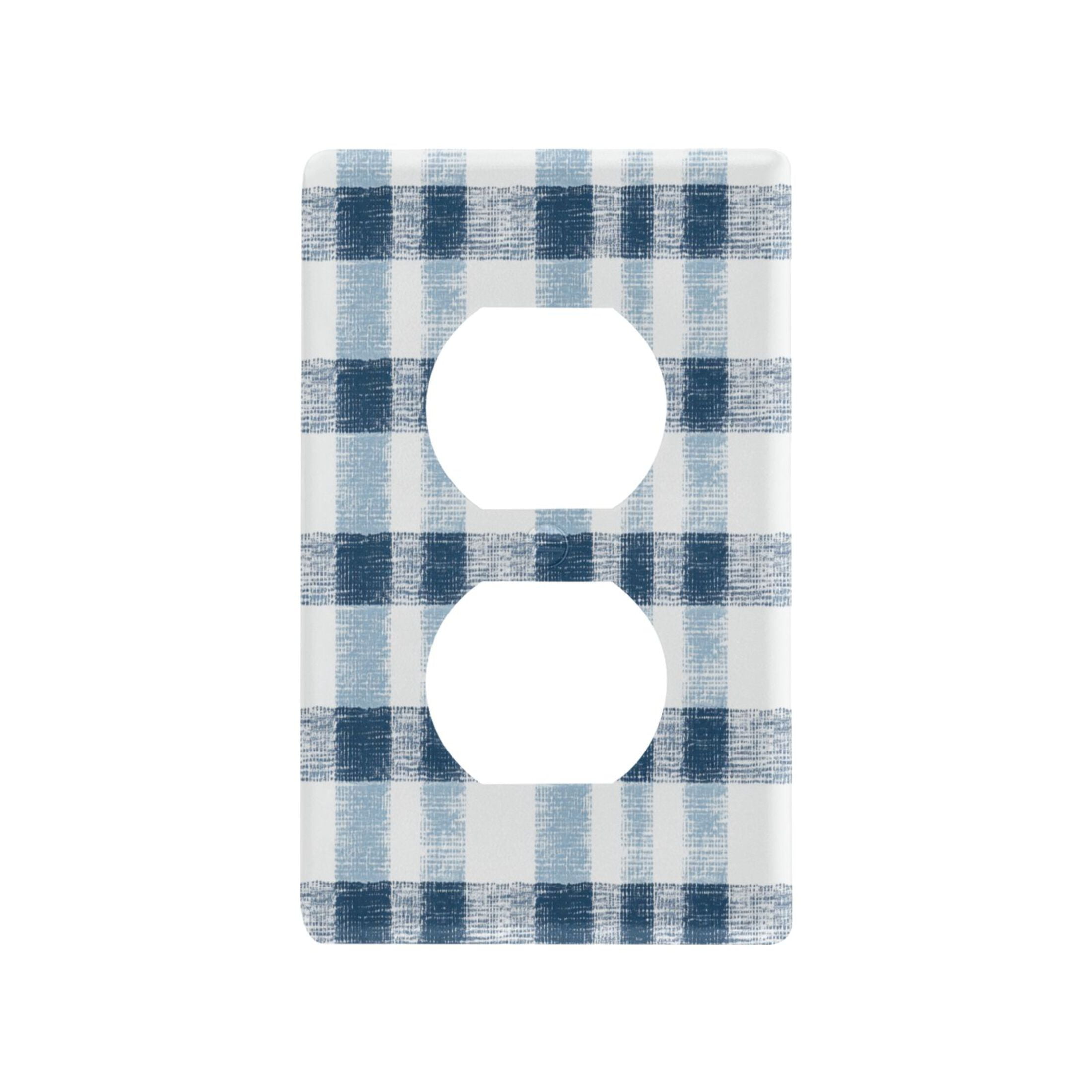 Blue and White Checkered Light Switch Cover Switch Plate Outlet Cover ...