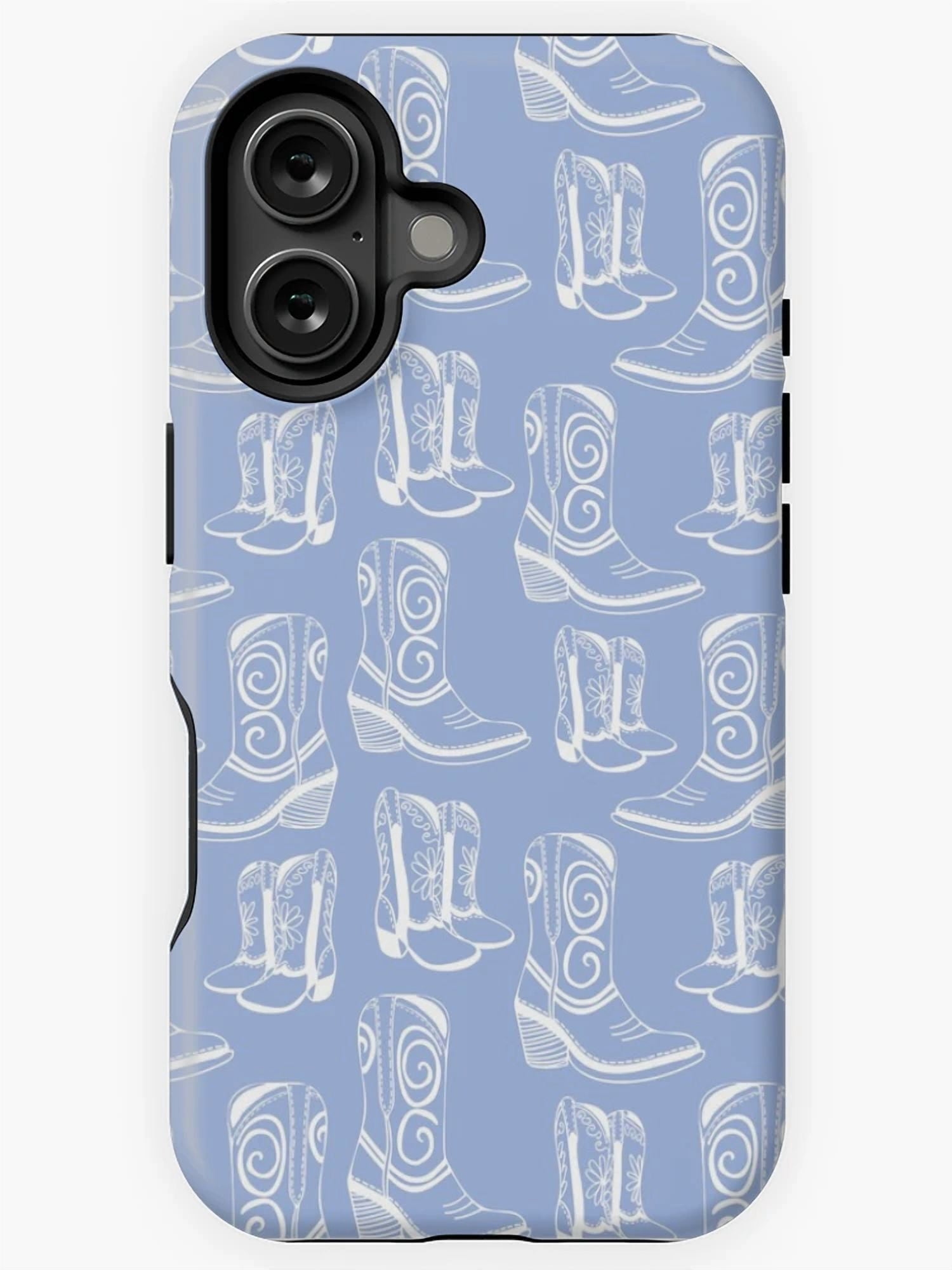 Blue and White Cowboy Boots iPhone Case for 11 to 16 Pro Max, Western ...