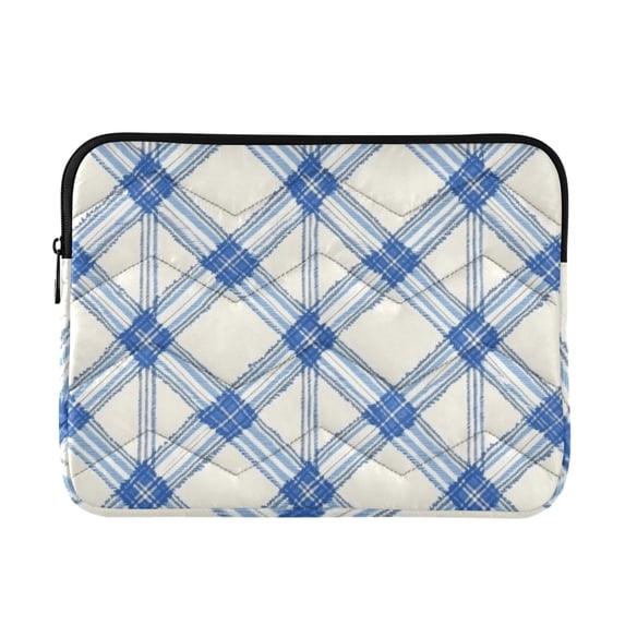 Blue and White Diagonal Plaids Pattern Quilted Laptop Protective Cases ...