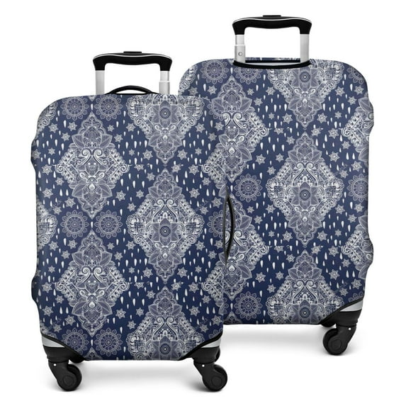Blue and White Ethnic Floral Pattern Luggage Cover Fashion Suitcase ...
