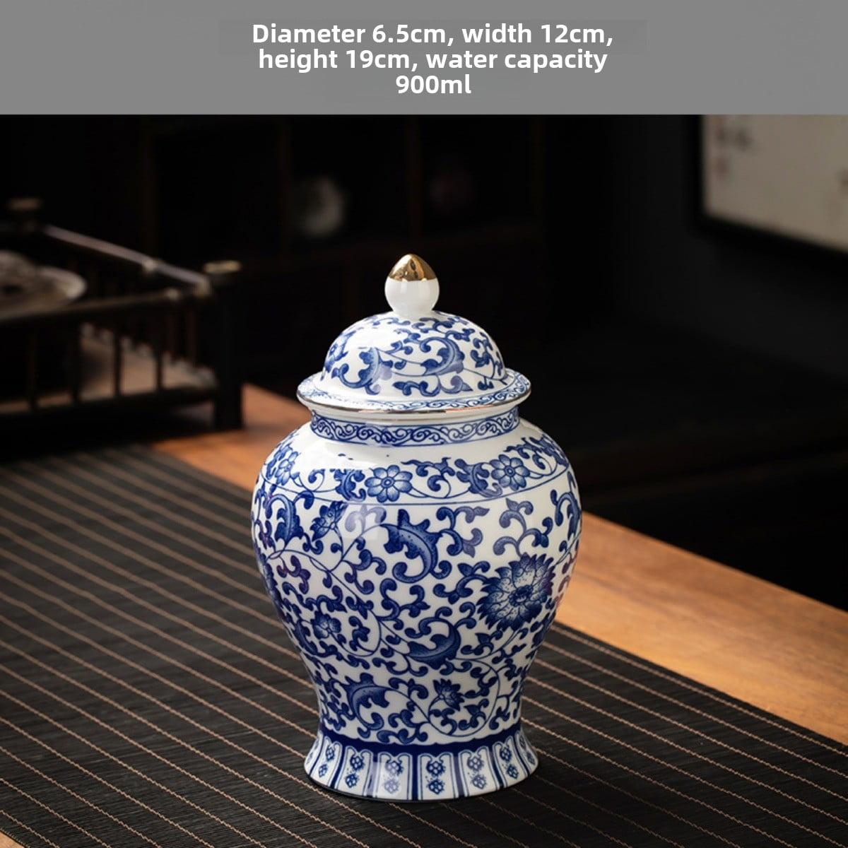 Blue and White General Tea Can Large Ceramic Sealed Jar Moisture-proof ...