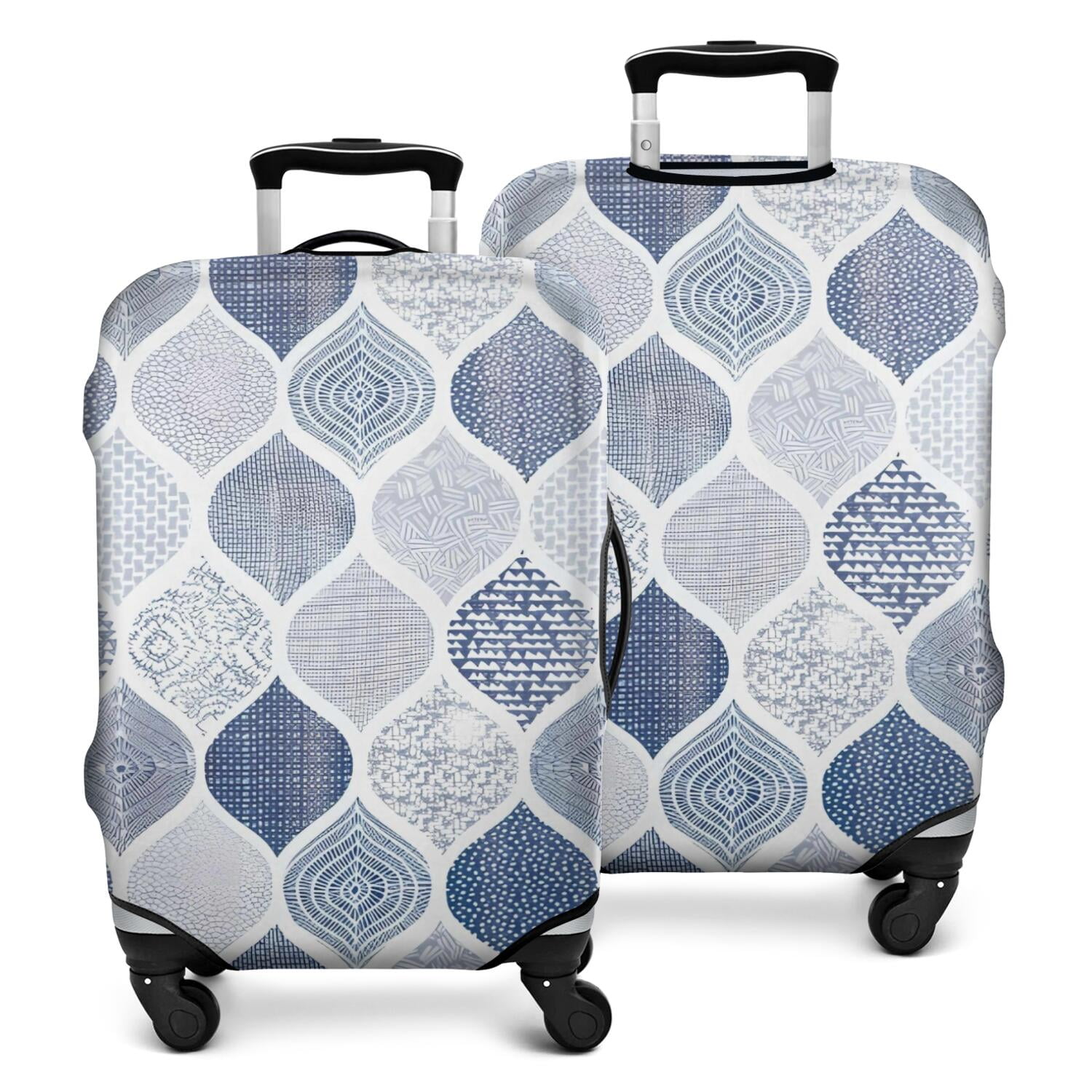 Blue and White Geometric Quatrefoil Pattern Luggage Cover Fashion ...