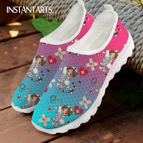 Blue and White Gradient Nursing Shoes for Women Slip On Summer Work ...