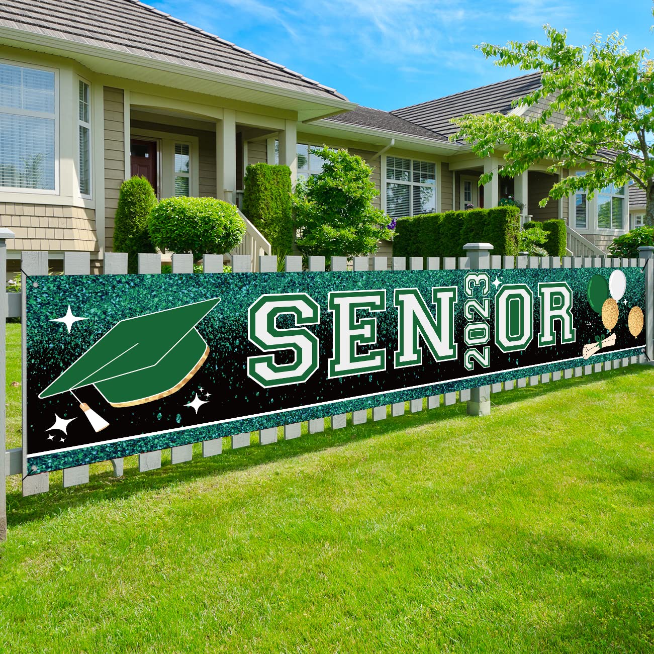 Blue and White Graduation Banner Yard Sign Lawn Outdoor Garden for ...