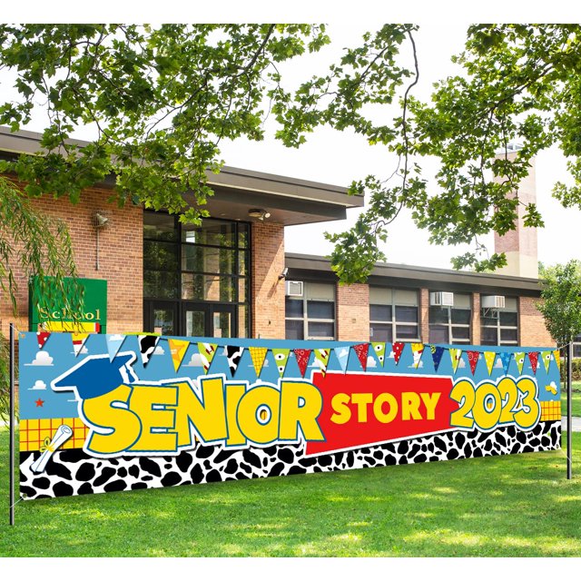 Blue and White Graduation Banner Yard Sign Lawn Outdoor Garden for ...