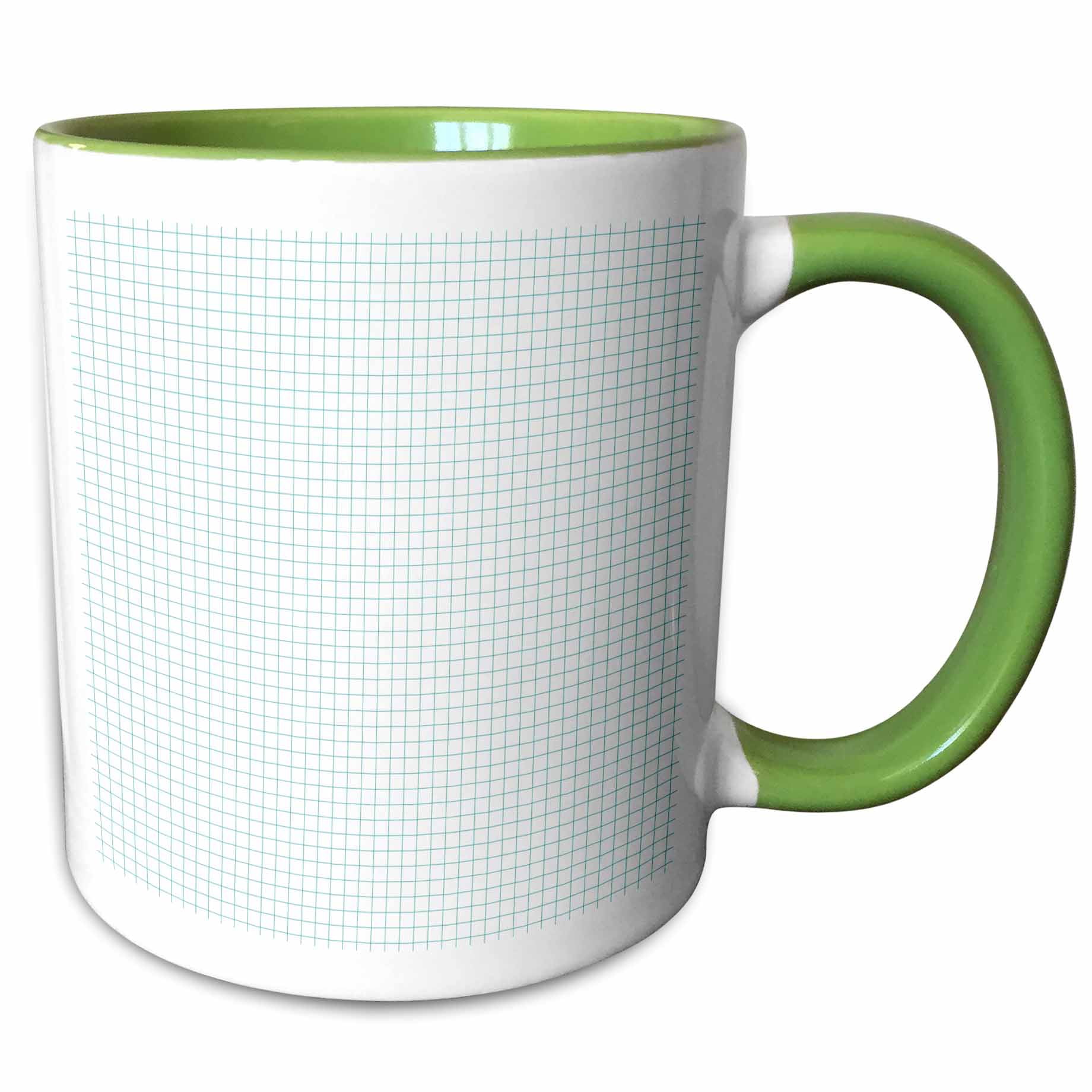 Blue and White Graph Paper Effect 11oz Two-Tone Green Mug mug-215548-7 ...